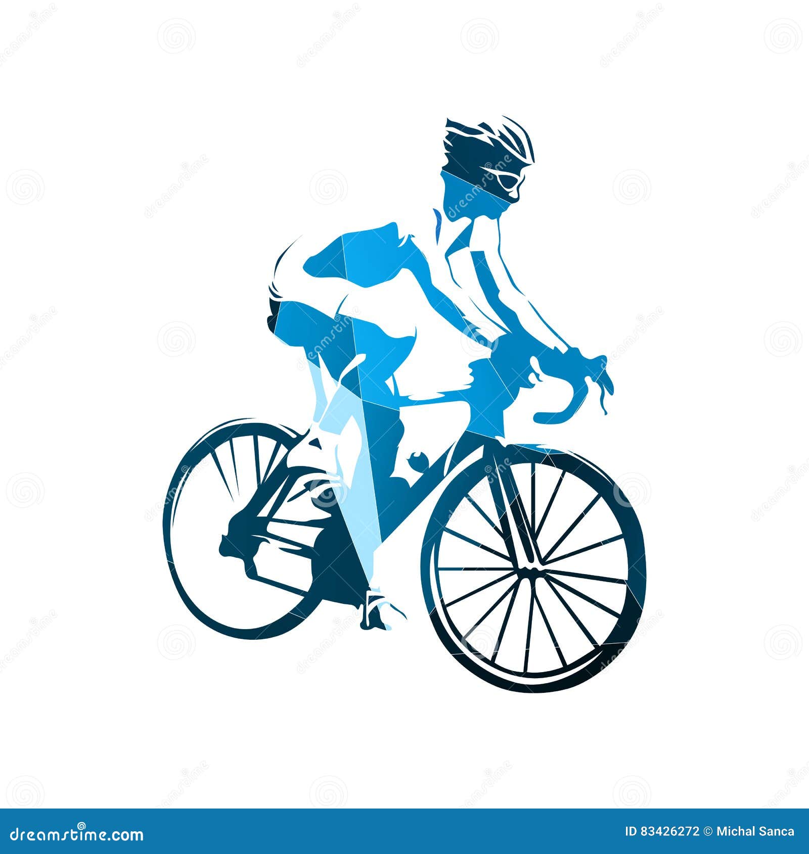 Road Cycling, Abstract Geometric Blue Cyclist Stock Vector ...