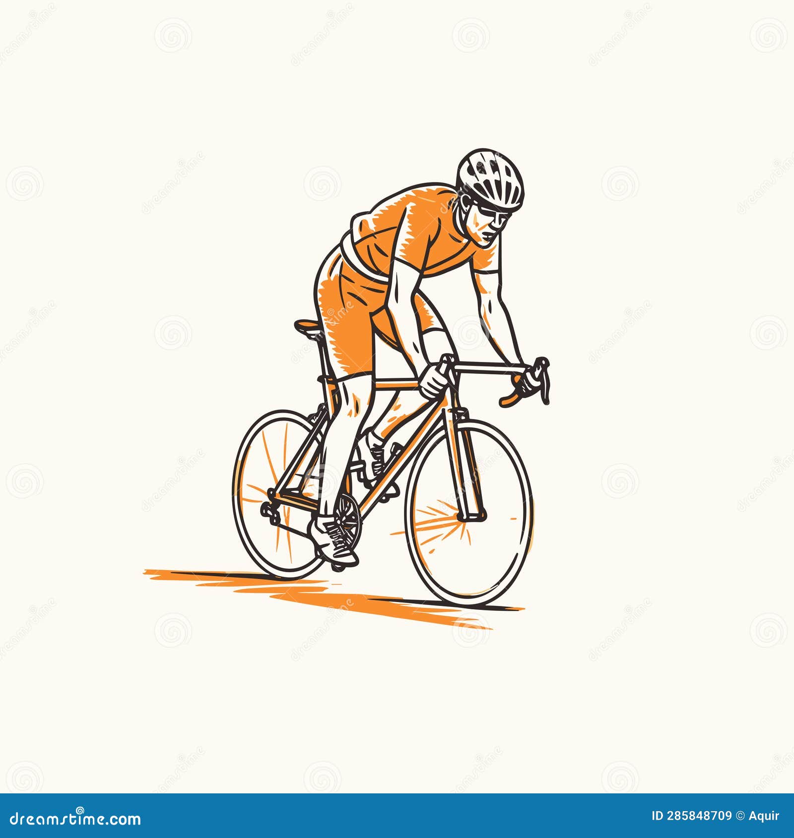 Road Cyclist Hand-drawn Illustration. Cyclist. Vector Doodle Style ...