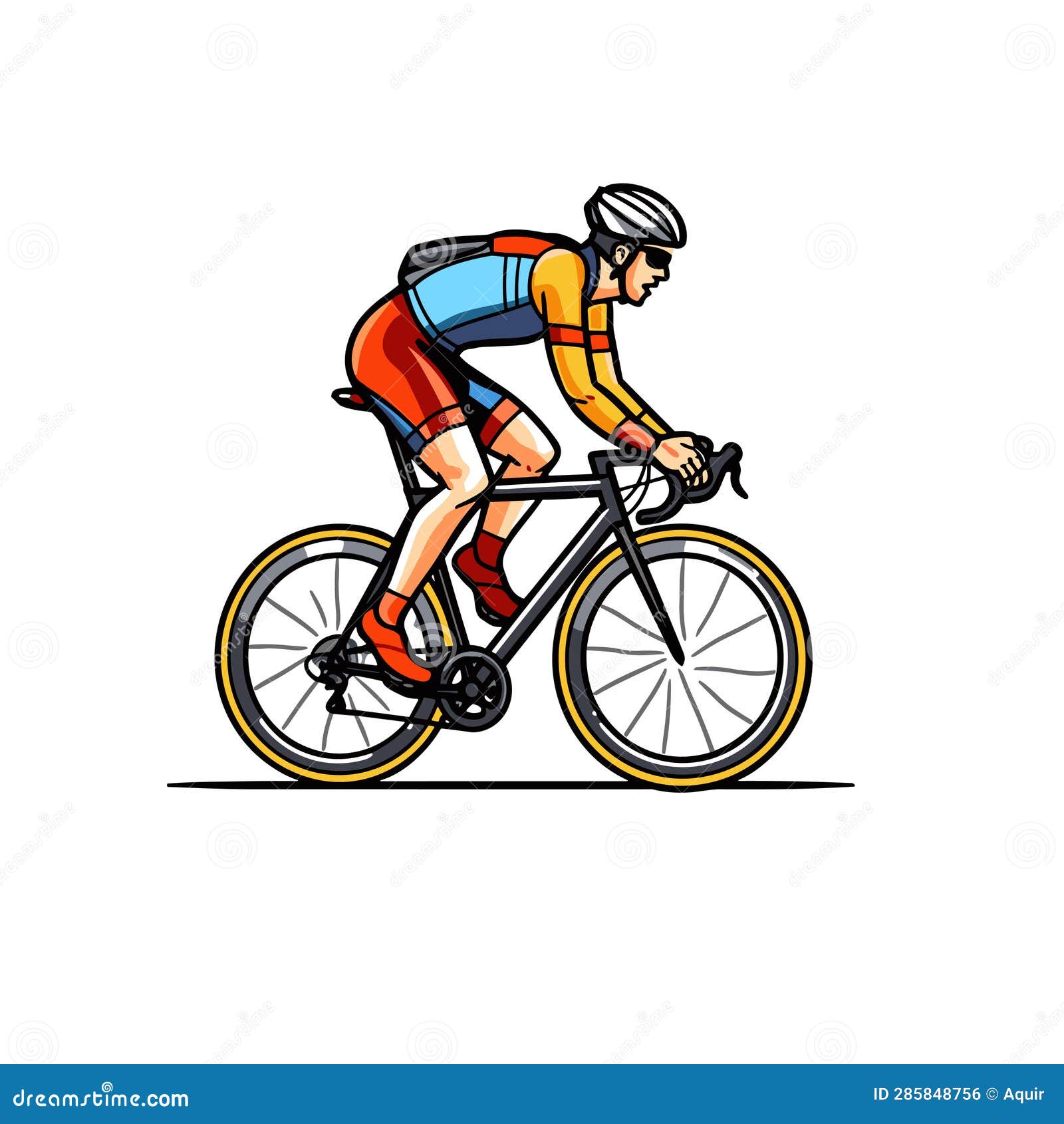 Road Cyclist Hand-drawn Illustration. Cyclist. Vector Doodle Style ...
