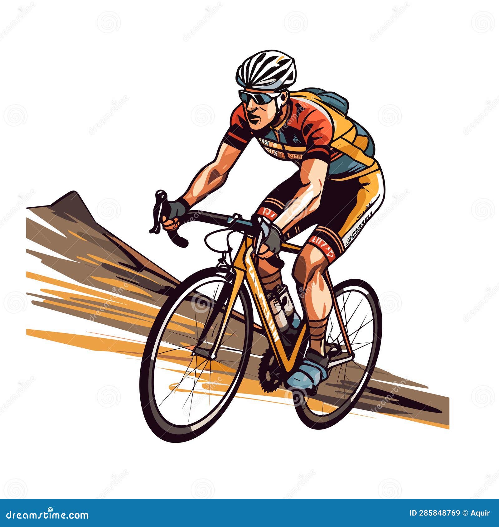 Road Cyclist Hand-drawn Illustration. Cyclist. Vector Doodle Style ...