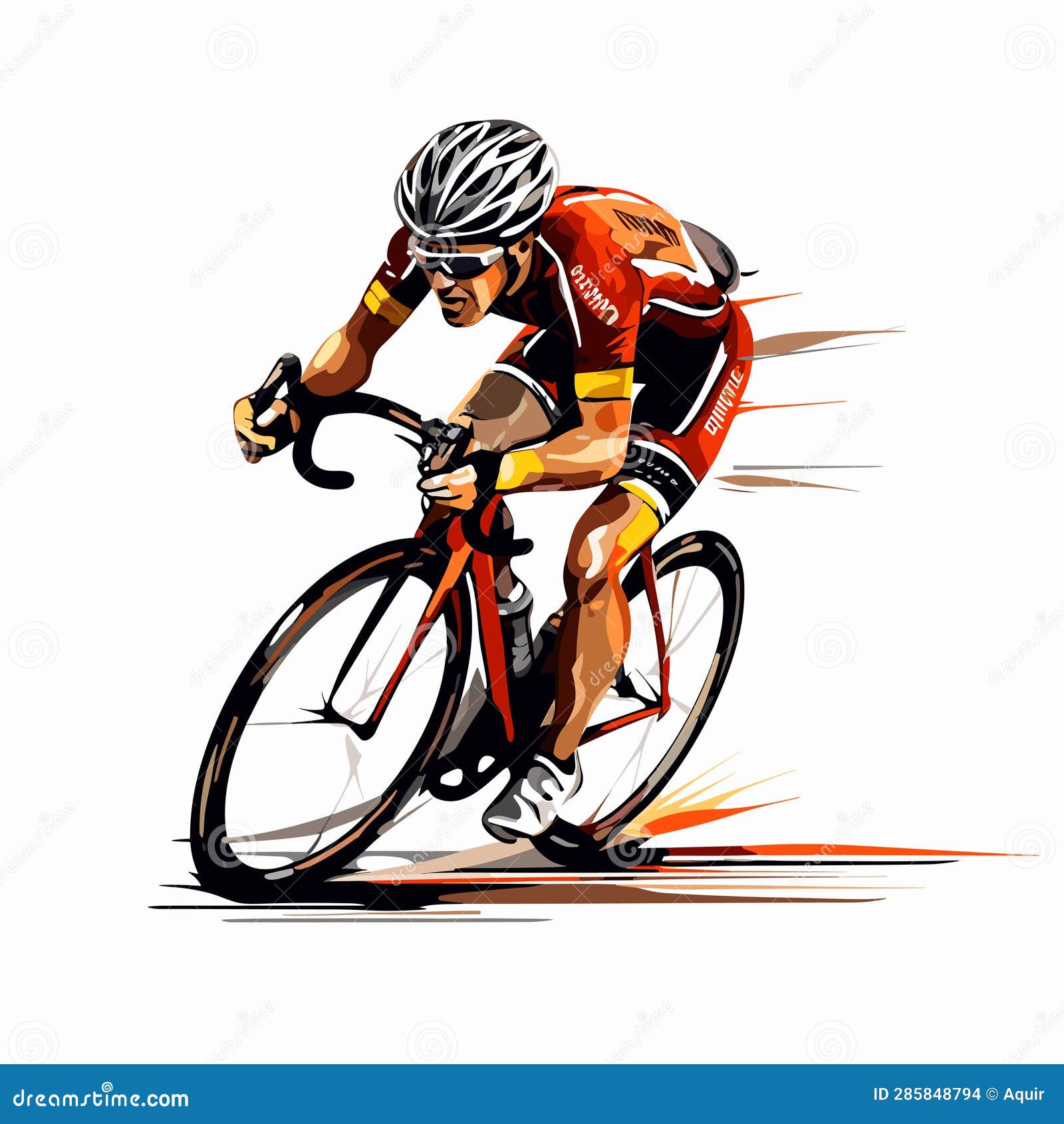 Road Cyclist Hand-drawn Illustration. Cyclist. Vector Doodle Style ...