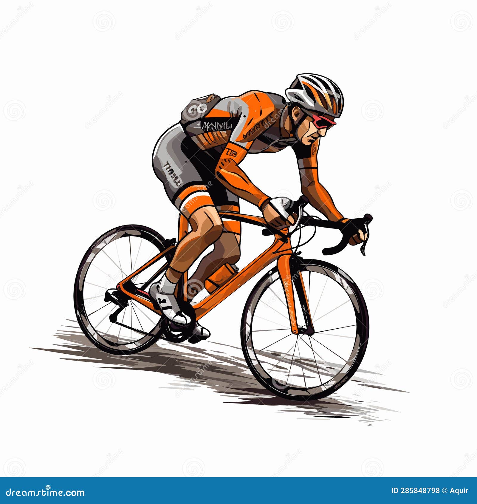 Road Cyclist Hand-drawn Illustration. Cyclist. Vector Doodle Style ...