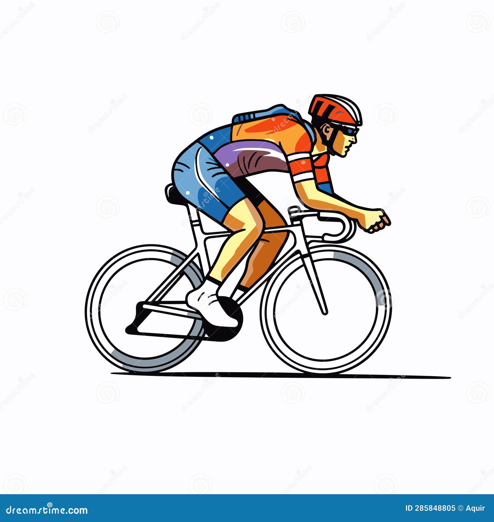 Road Cyclist Hand-drawn Illustration. Cyclist. Vector Doodle Style ...