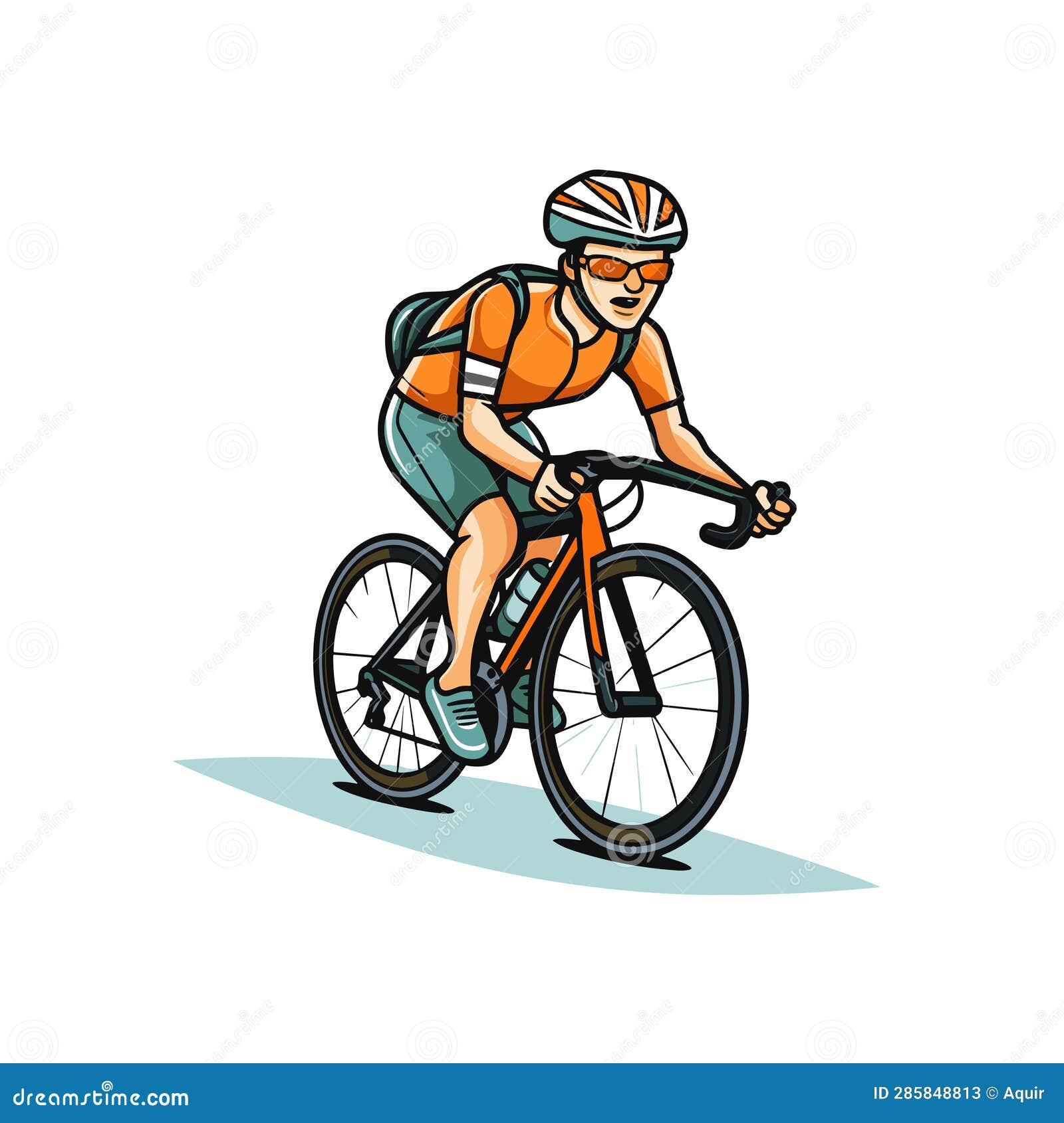 Road Cyclist Hand-drawn Illustration. Cyclist. Vector Doodle Style ...