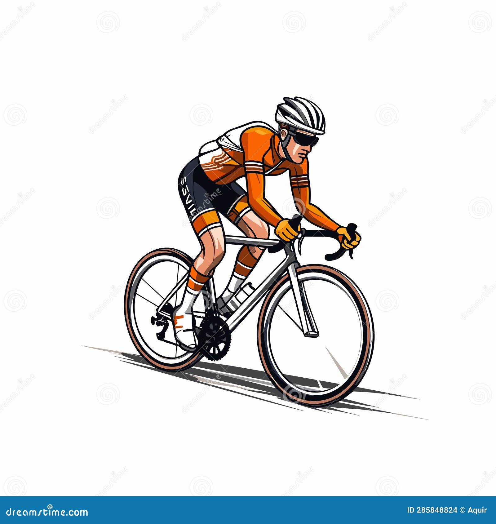 Road Cyclist Hand-drawn Illustration. Cyclist. Vector Doodle Style ...