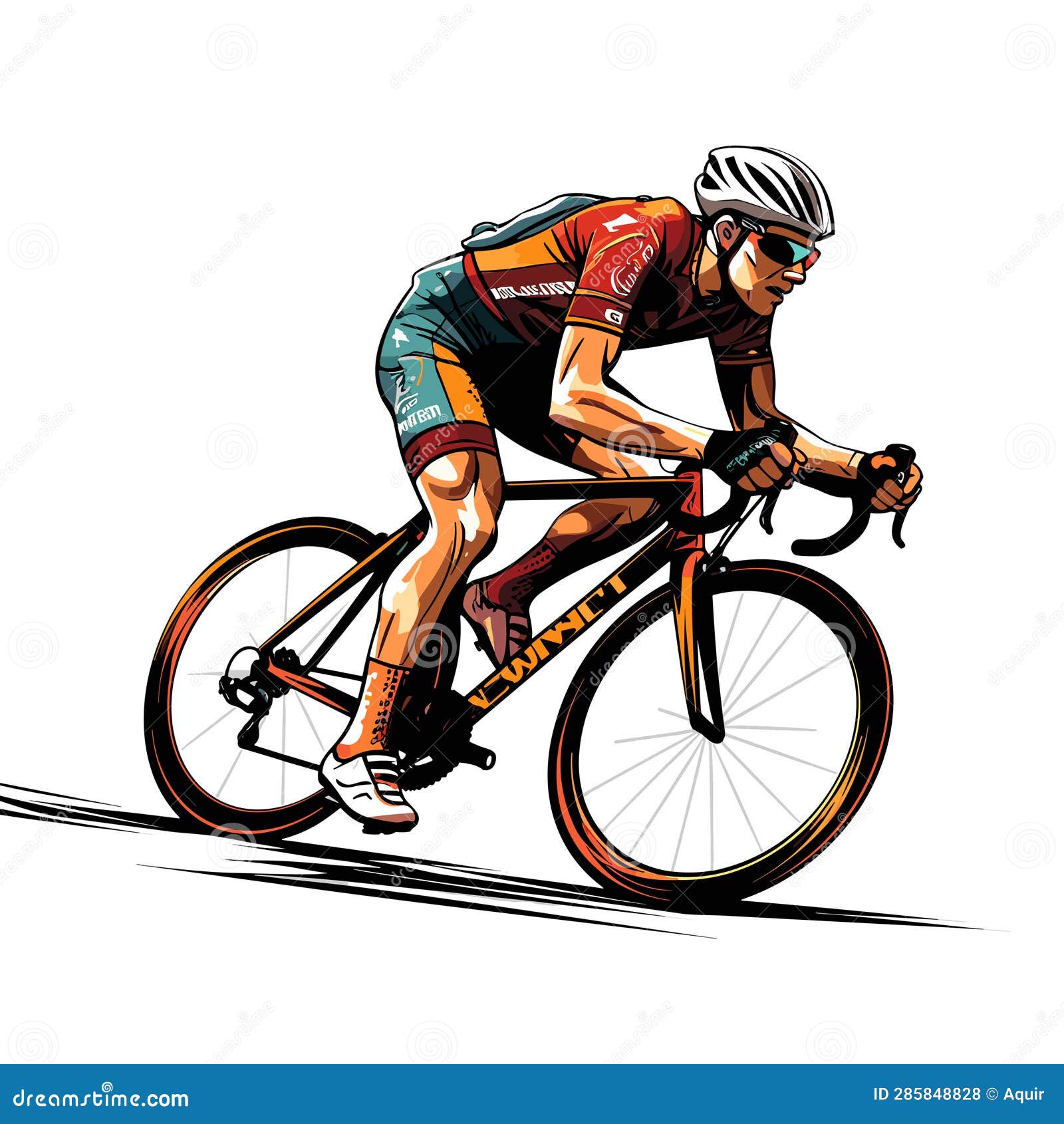 Road Cyclist Hand-drawn Illustration. Cyclist. Vector Doodle Style ...