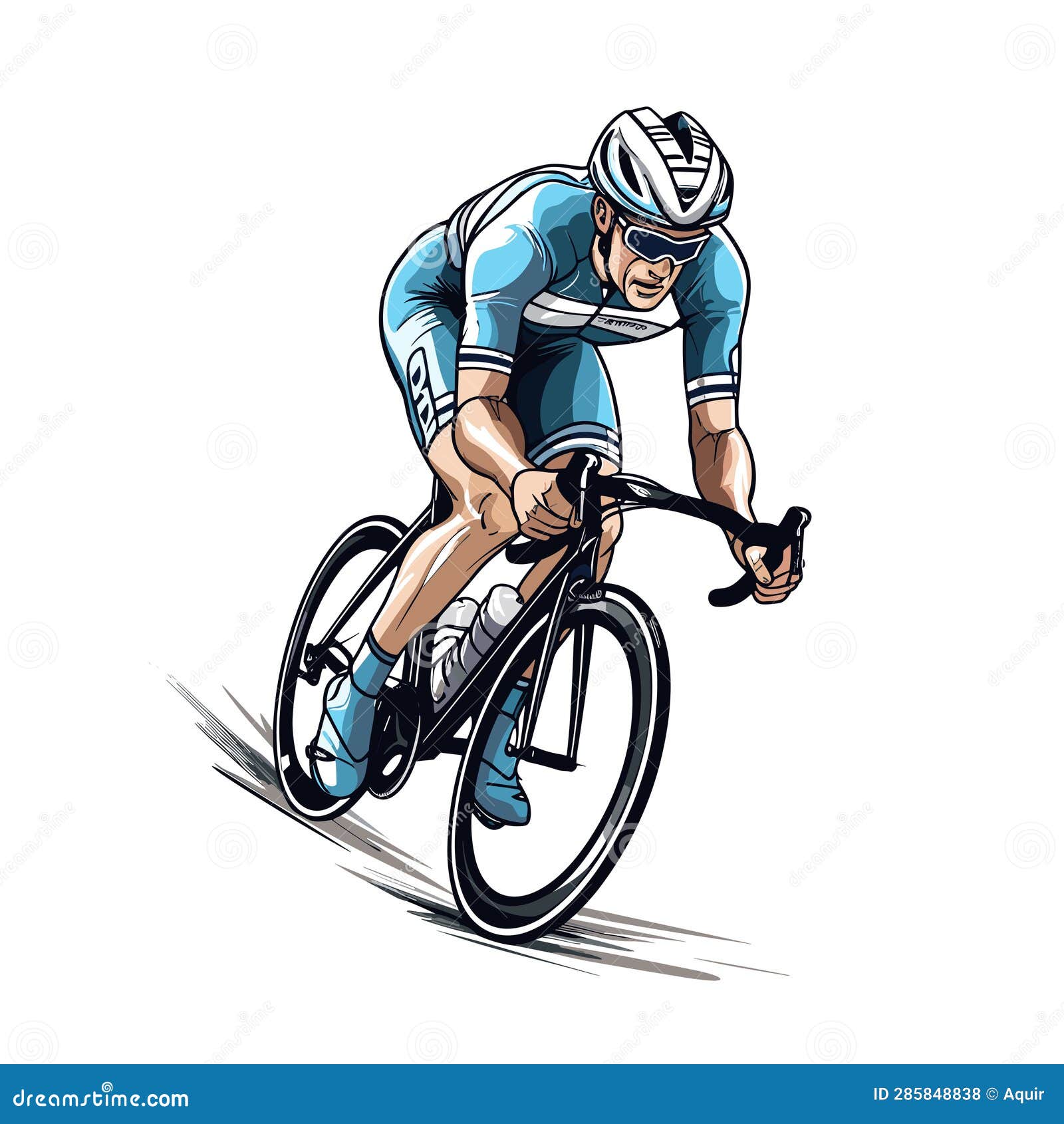 Road Cyclist Hand-drawn Illustration. Cyclist. Vector Doodle Style ...