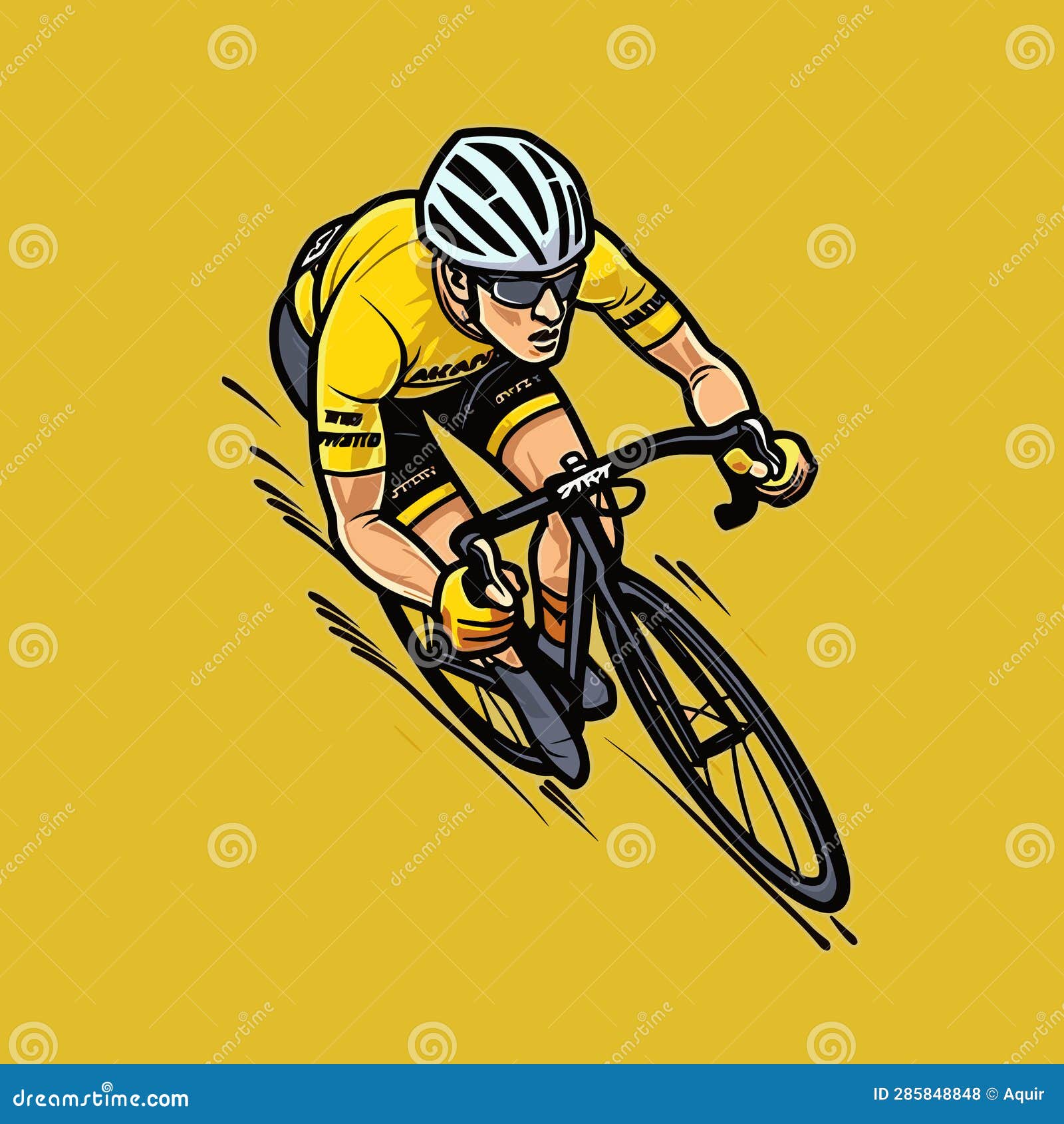 Road Cyclist Hand-drawn Illustration. Cyclist. Vector Doodle Style ...