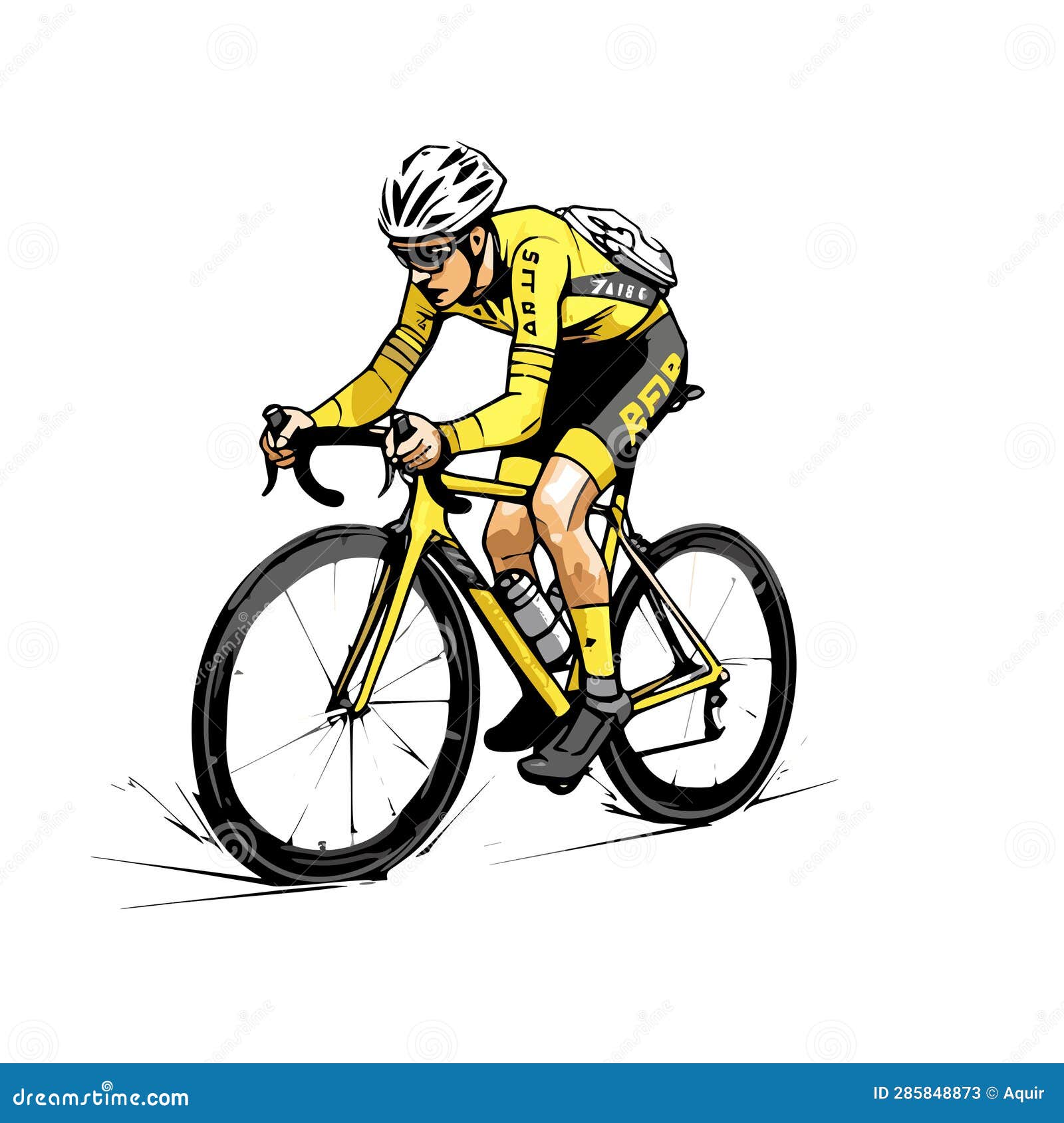 Road Cyclist Hand-drawn Illustration. Cyclist. Vector Doodle Style ...