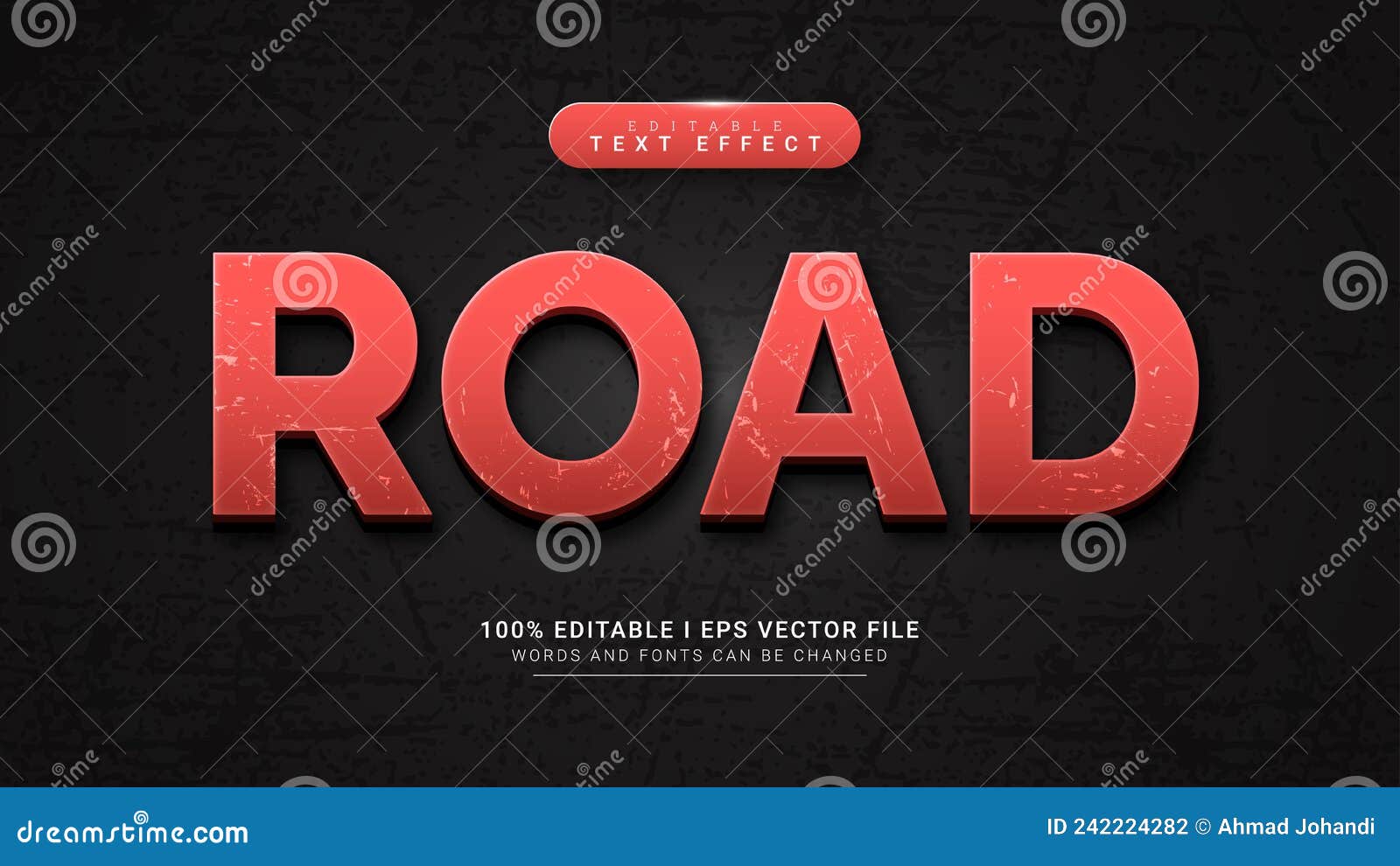Road 3d Text Style Effect Template Stock Vector - Illustration of style ...