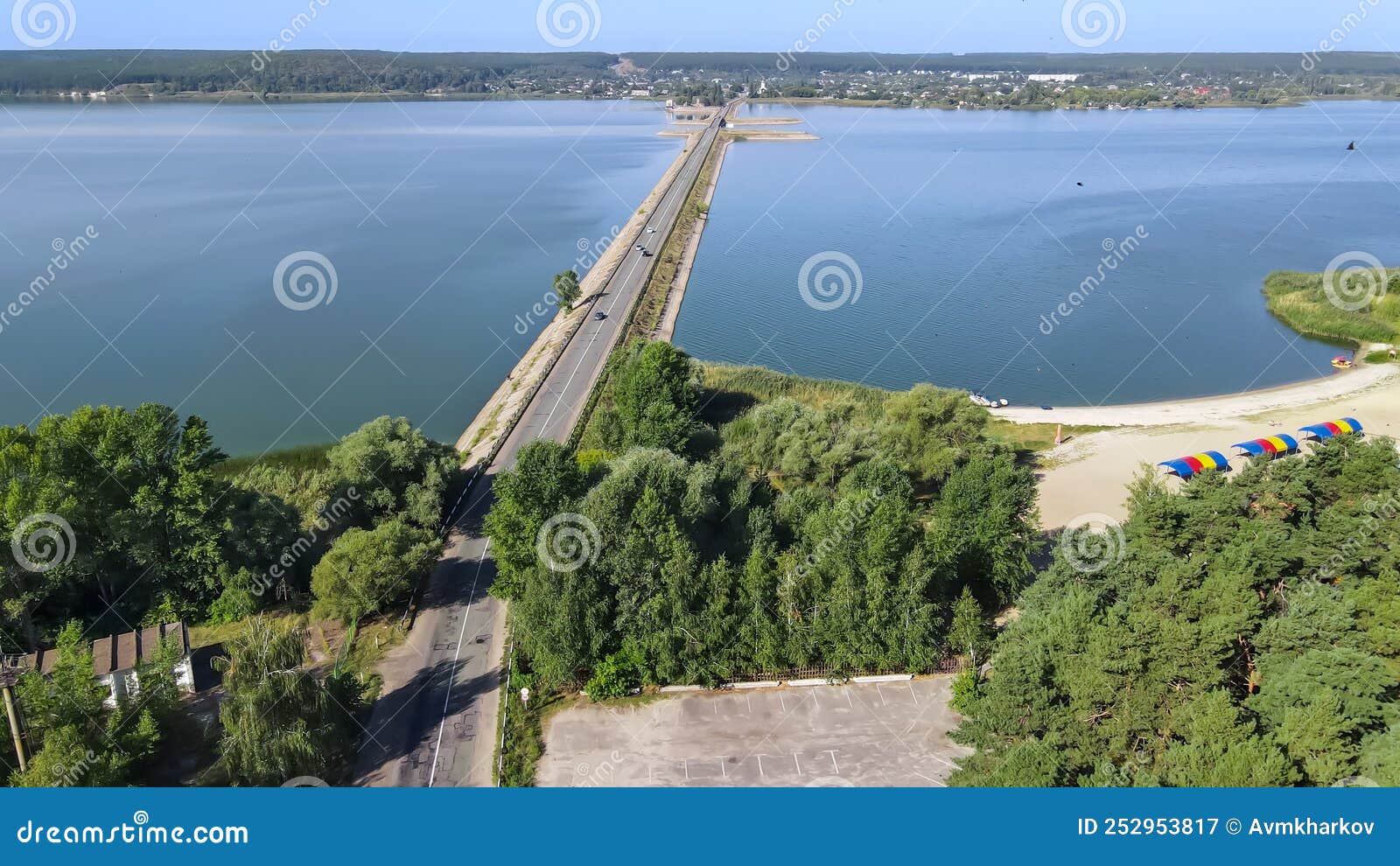Road on the Dam Across the River Stock Image - Image of water, coast ...