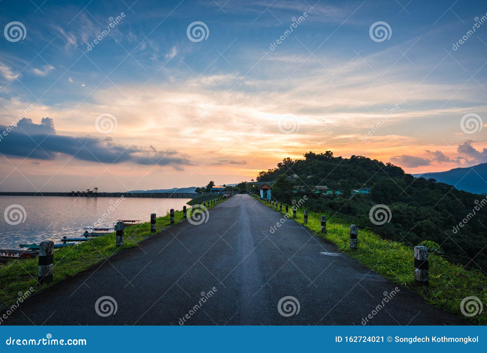 Road on the dam stock image. Image of transportation - 162724021
