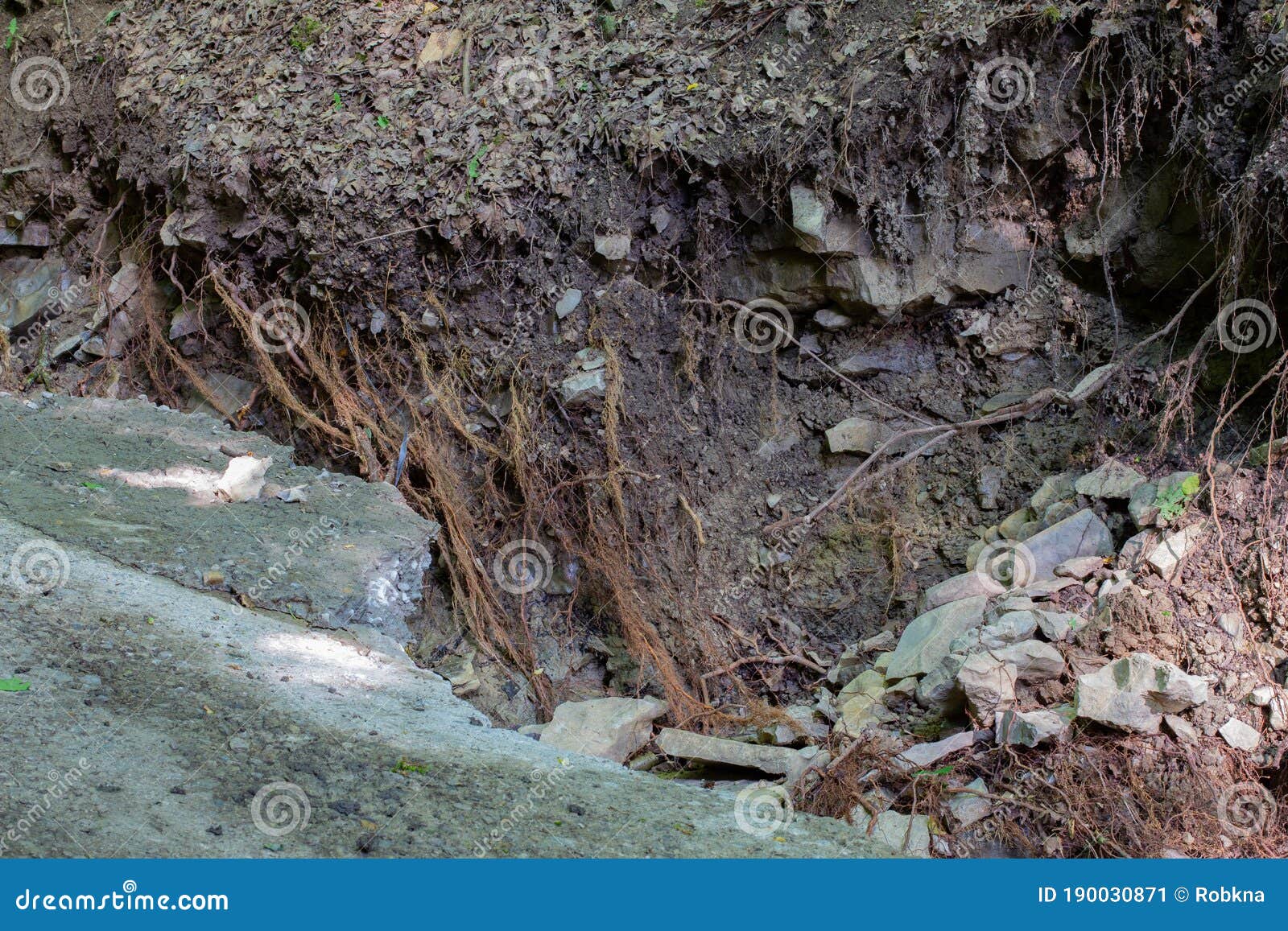 Road Damage and Destroyed Blank Roots after a Flood Stock Image - Image ...