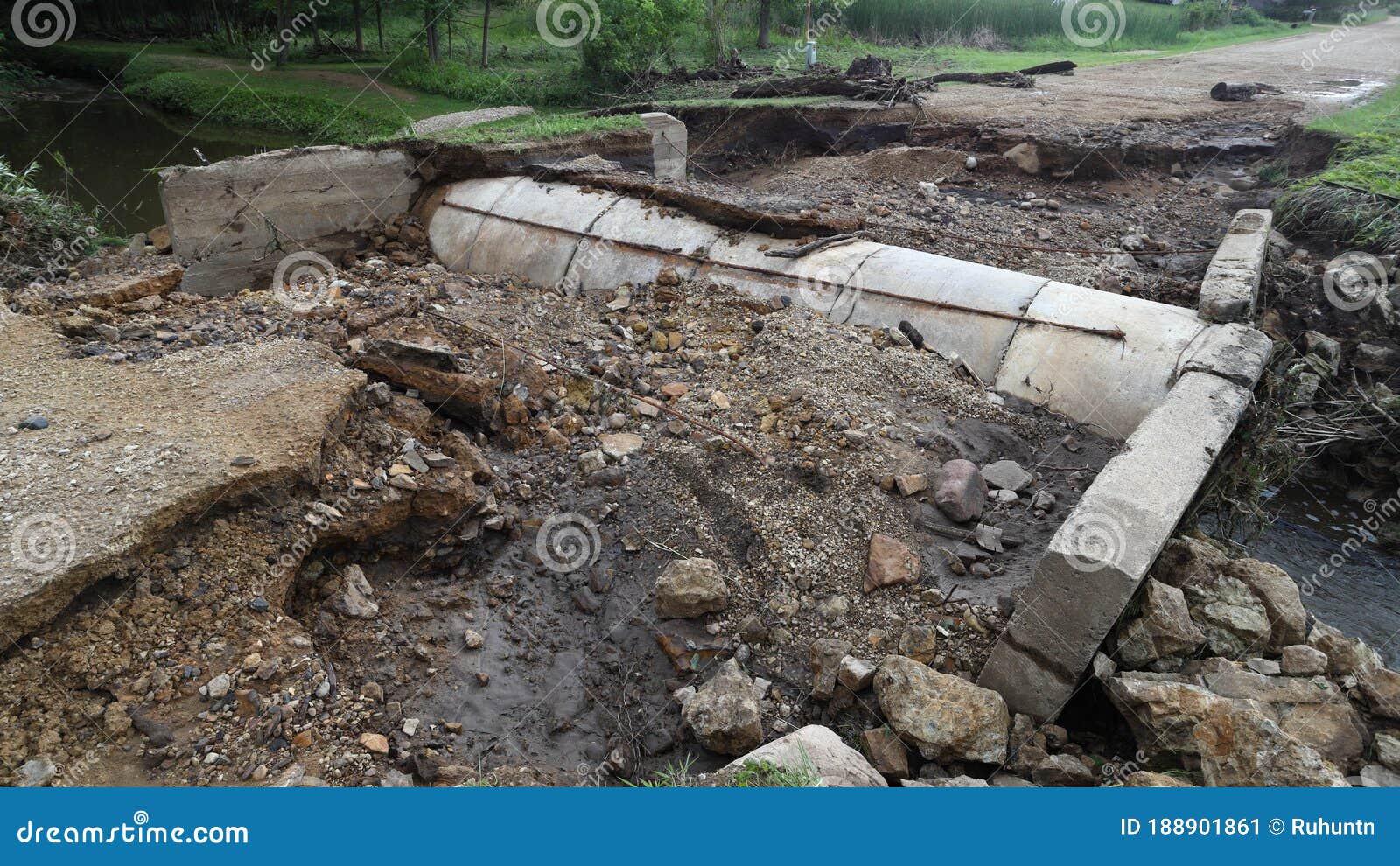 Road Damage Due To Heavy Rain and Flash Floods Stock Image - Image of ...