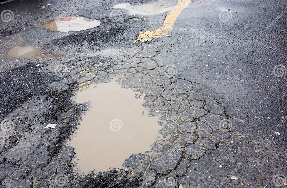 Road damage from flood stock image. Image of road, background - 60287147