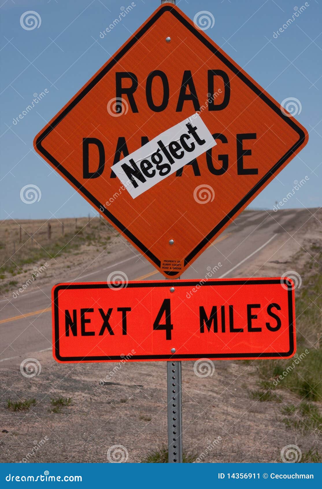 Road Damage Sign stock image. Image of dirt, orange, sign - 14356911