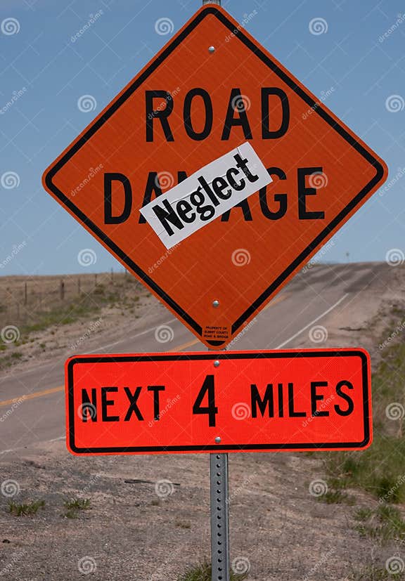 Road Damage Sign stock image. Image of dirt, orange, sign - 14356911