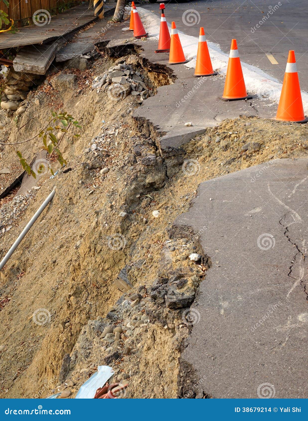 Road Damaged by Landslide stock photo. Image of landslide - 38679214