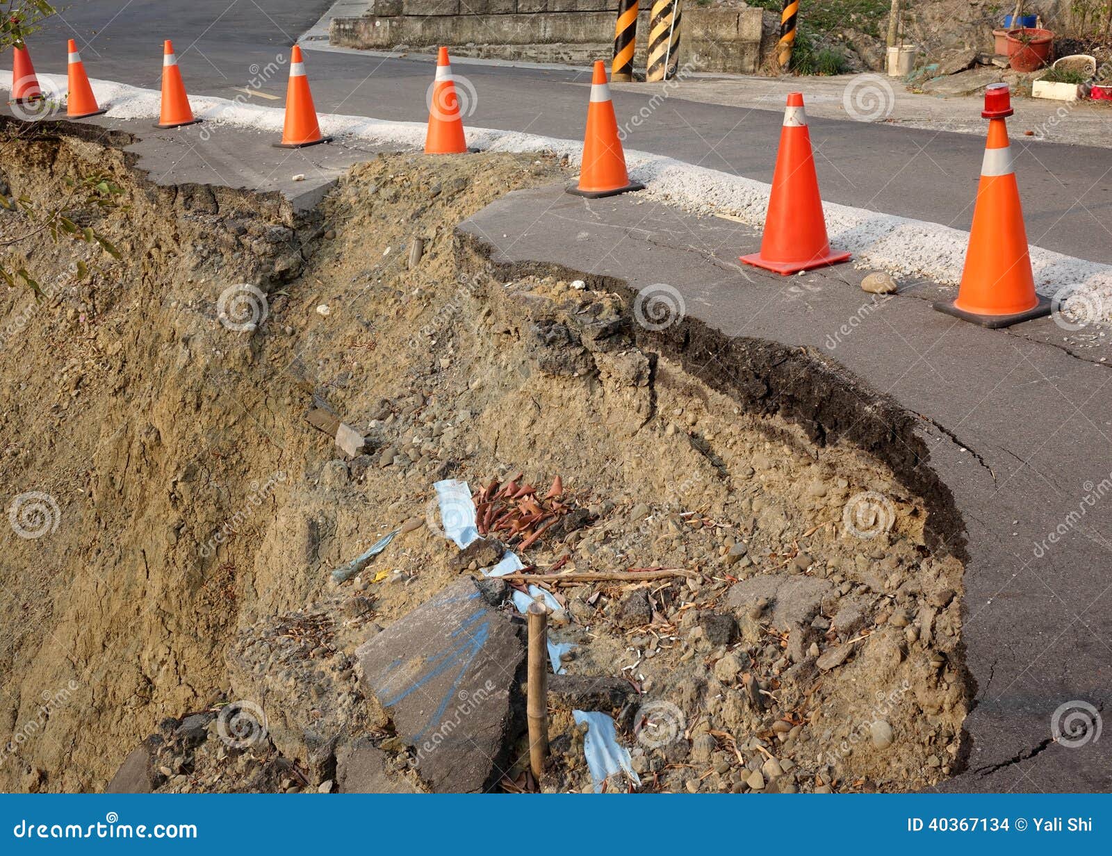 Road Damaged by Landslide stock photo. Image of earthquake - 40367134