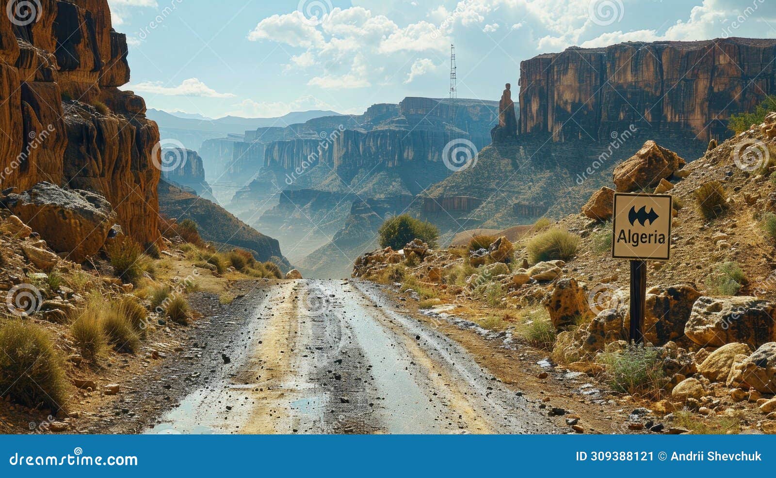 Road in the Desert of Algeria Stock Illustration - Illustration of ...