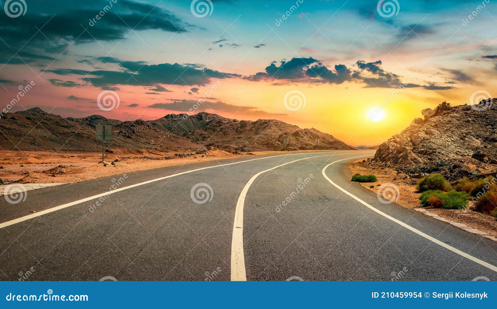 Road through the desert stock photo. Image of escape - 210459954