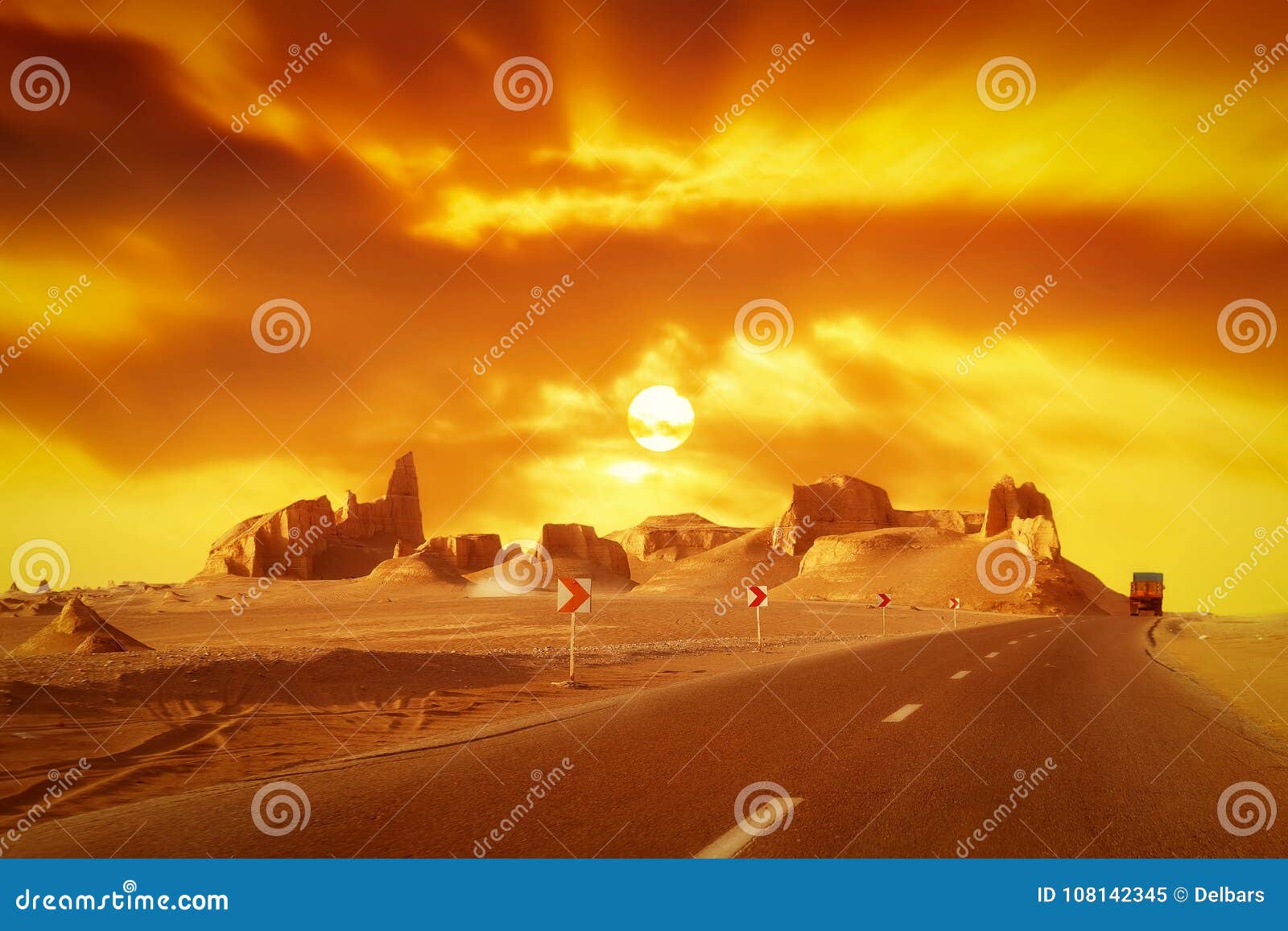 Road in the Desert. Iran. Persia Stock Image - Image of orange ...