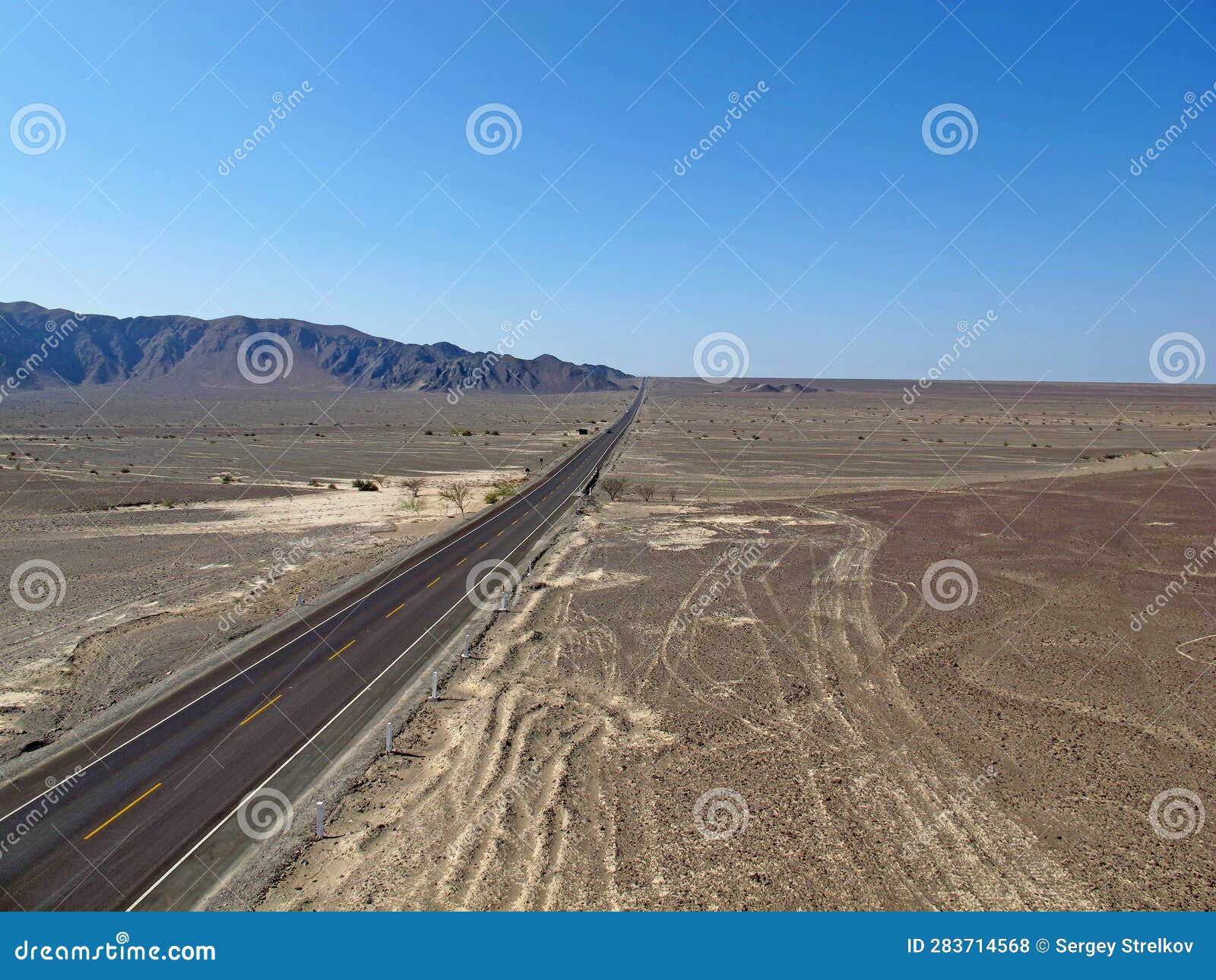 The Road on the Desert Nazca in Peru, South America Stock Photo - Image ...