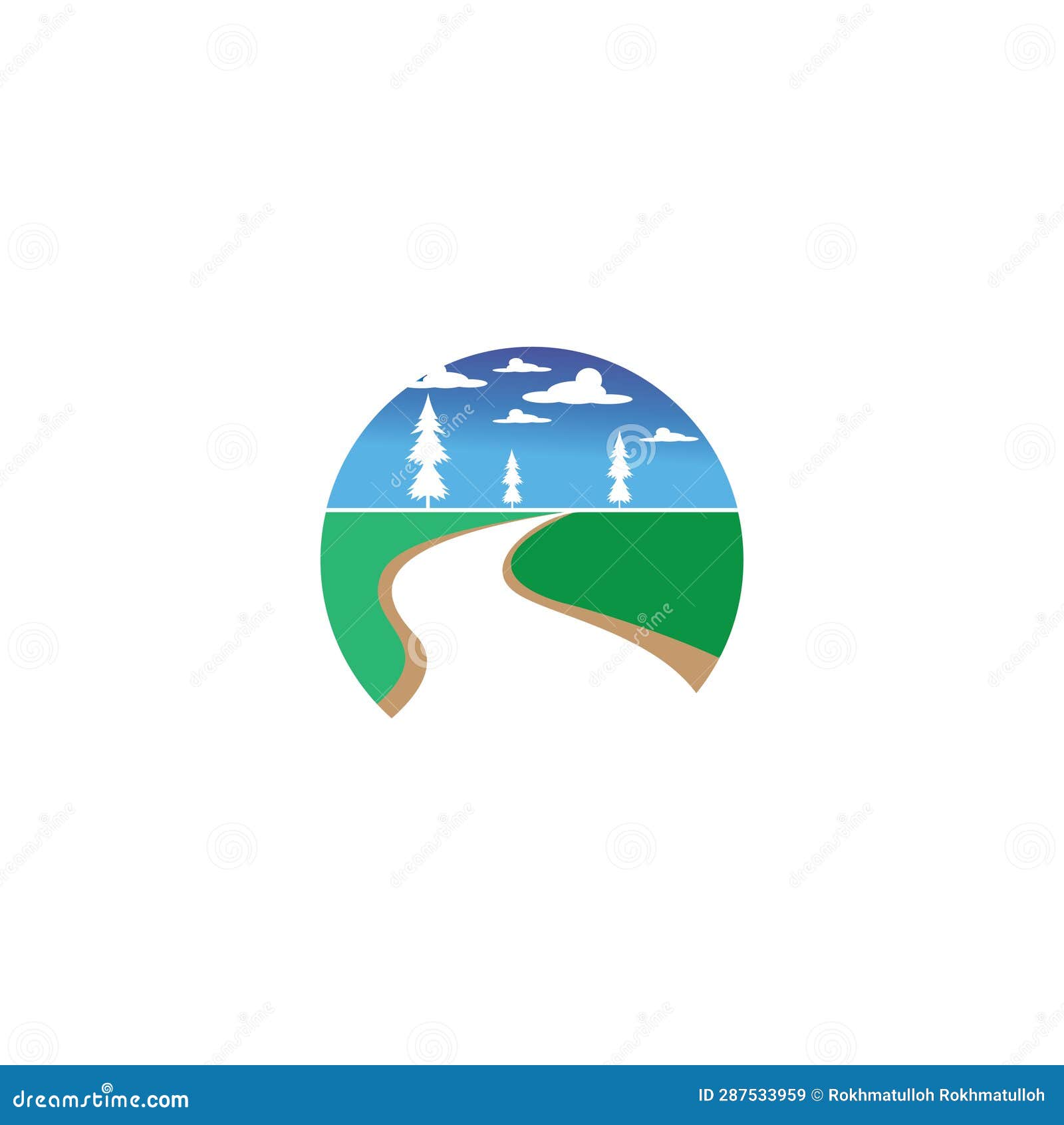 Road Design Nature Circle Vector Color Illustration Stock Vector ...