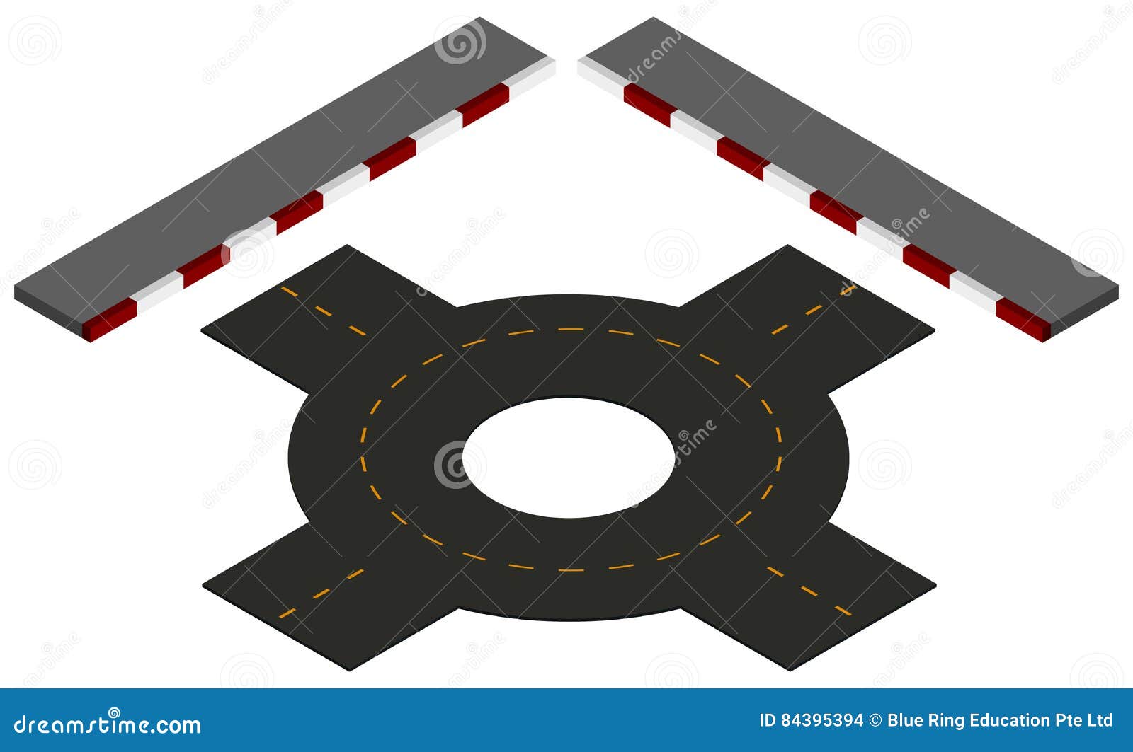 Road Design with Roundabout and Pavements Stock Vector - Illustration ...