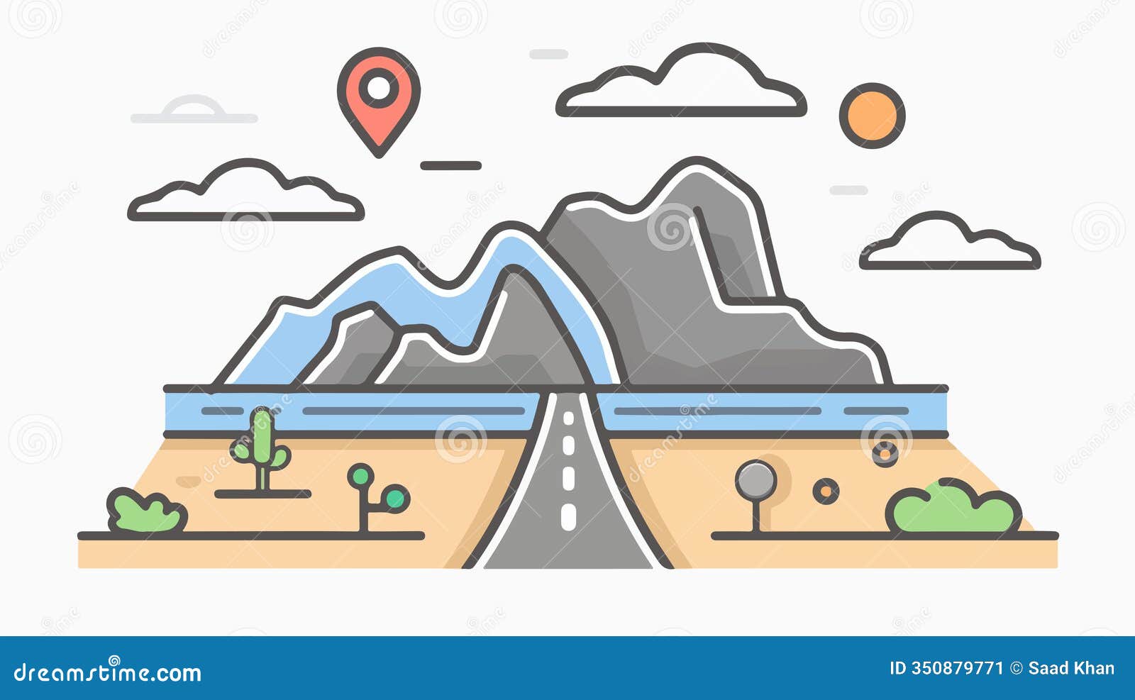 Road Destination Map Point Outline Icon for Navigation Services Stock ...