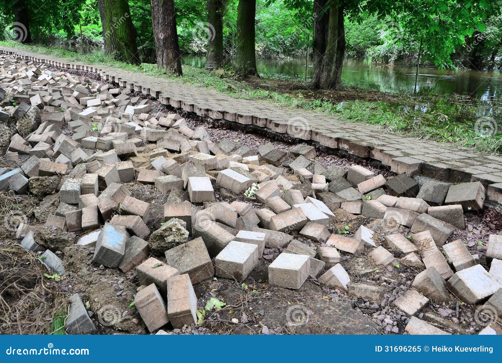 Road Destroyed in the Flood Stock Image - Image of destroyed, paving ...