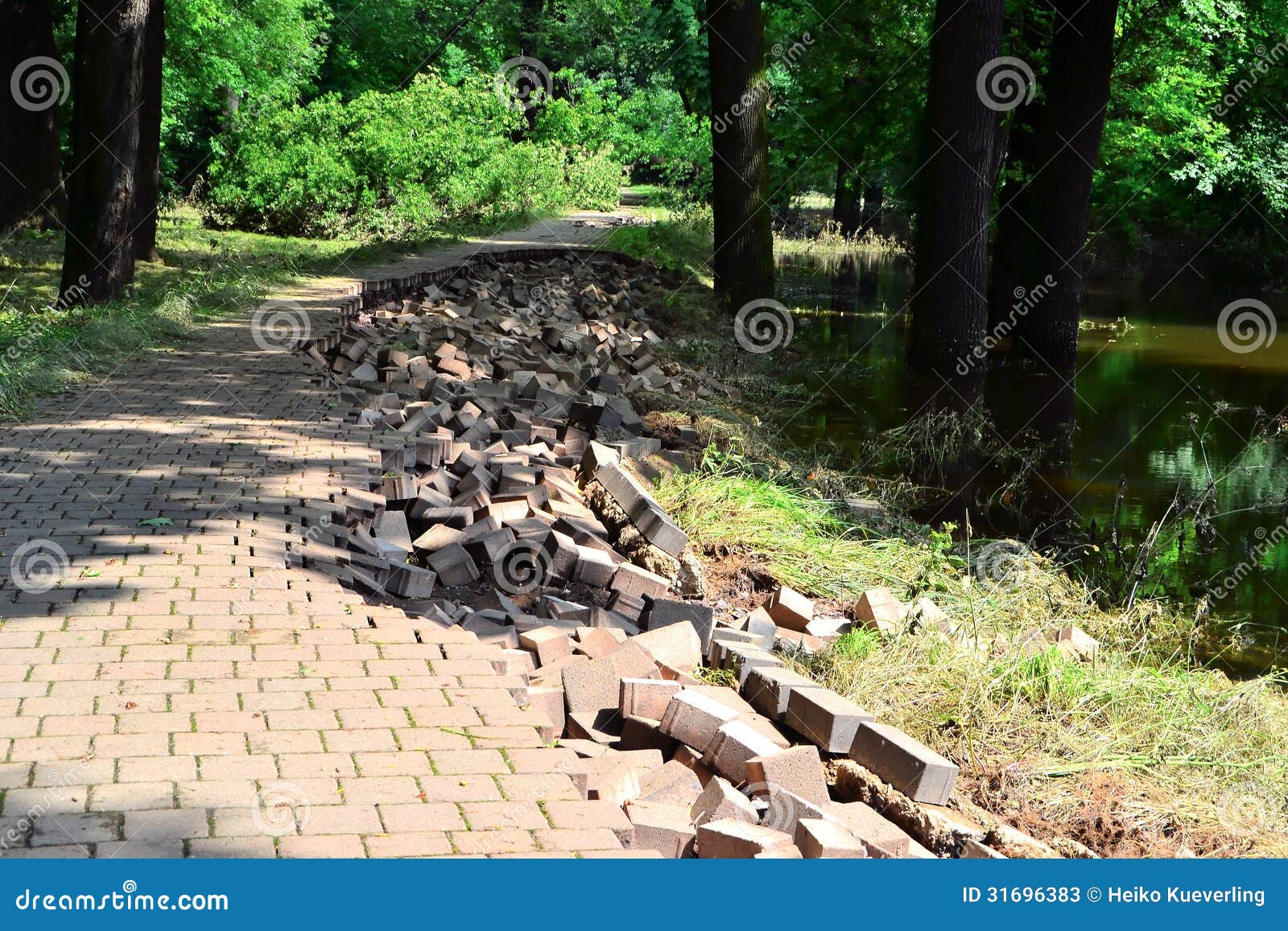 Road Destroyed in the Flood Stock Image - Image of high, flooding: 31696383