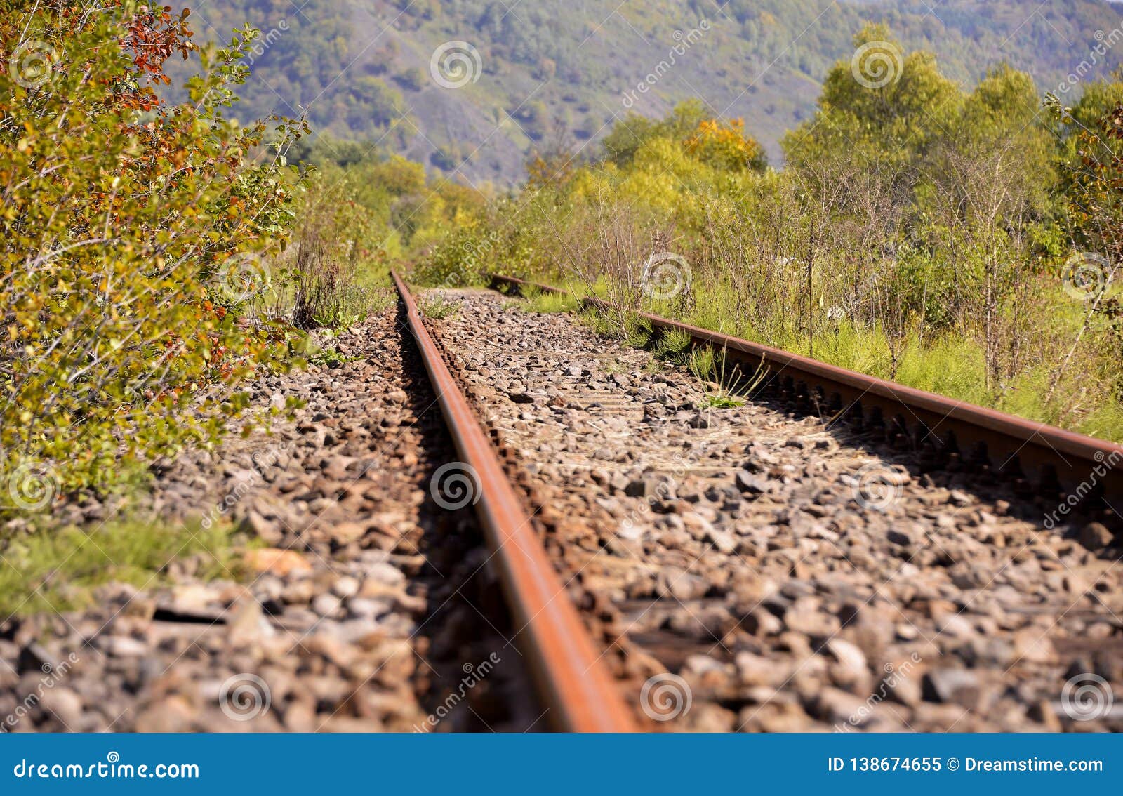 Detail of Empty Rails, Old Rails in Landscape Stock Image - Image of ...