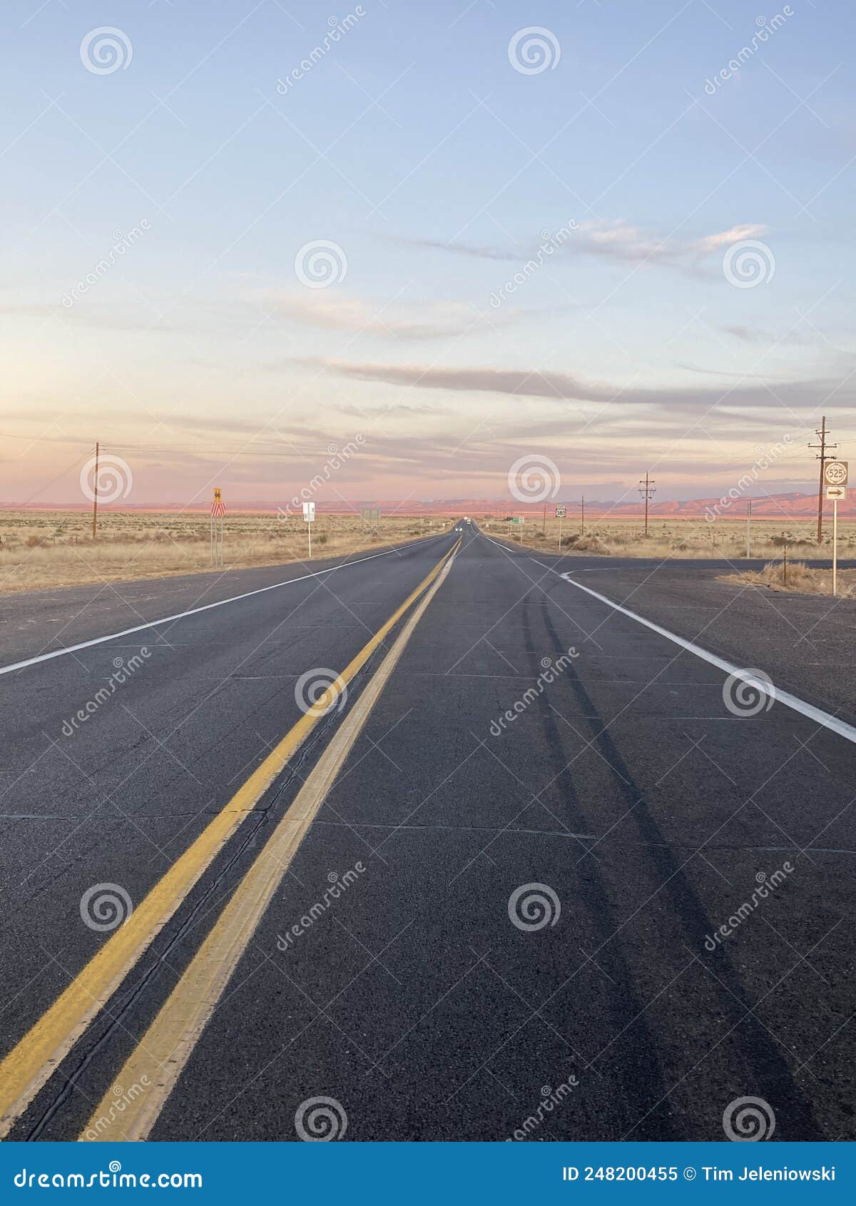 Road into the Distant Sunset Stock Image - Image of disappearing, road ...