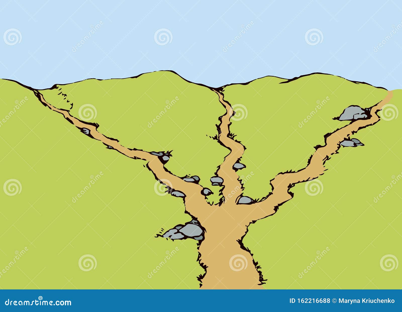 The Road Diverges in Different Directions. Vector Drawing Stock Vector ...