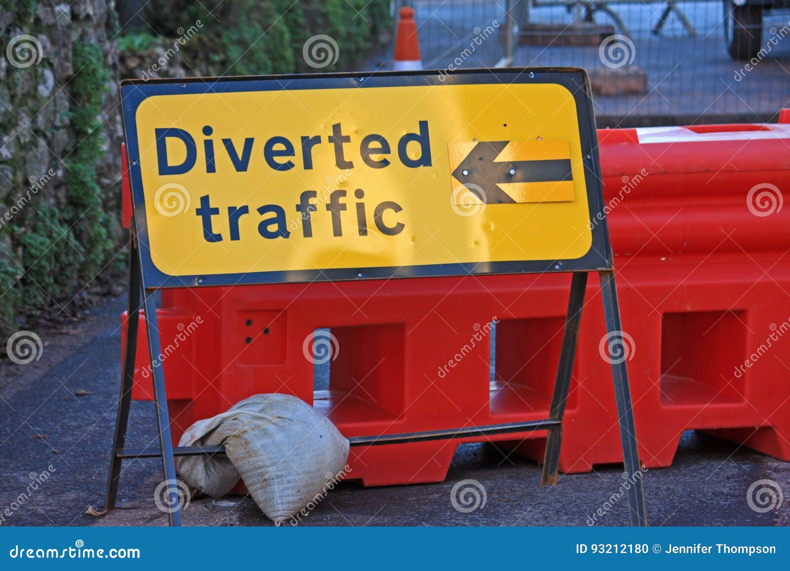Road Diversion sign stock photo. Image of traffic, barrier - 93212180