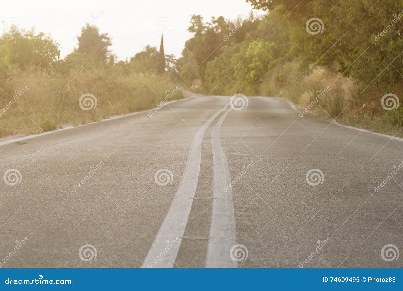 Road with Double Solid Line Stock Image - Image of direction, drive ...