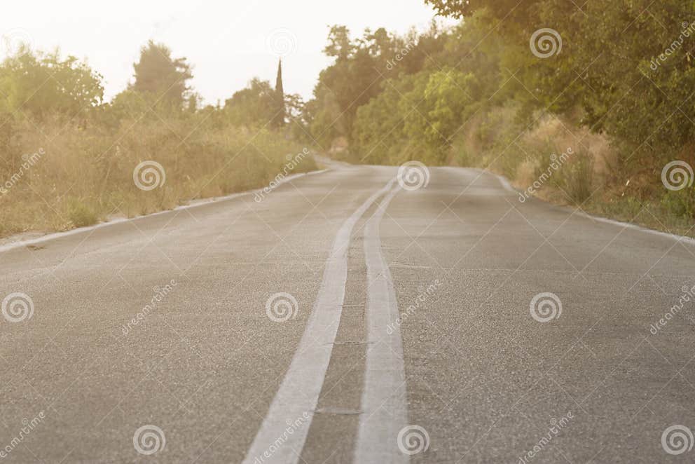 Road with Double Solid Line Stock Image - Image of direction, drive ...