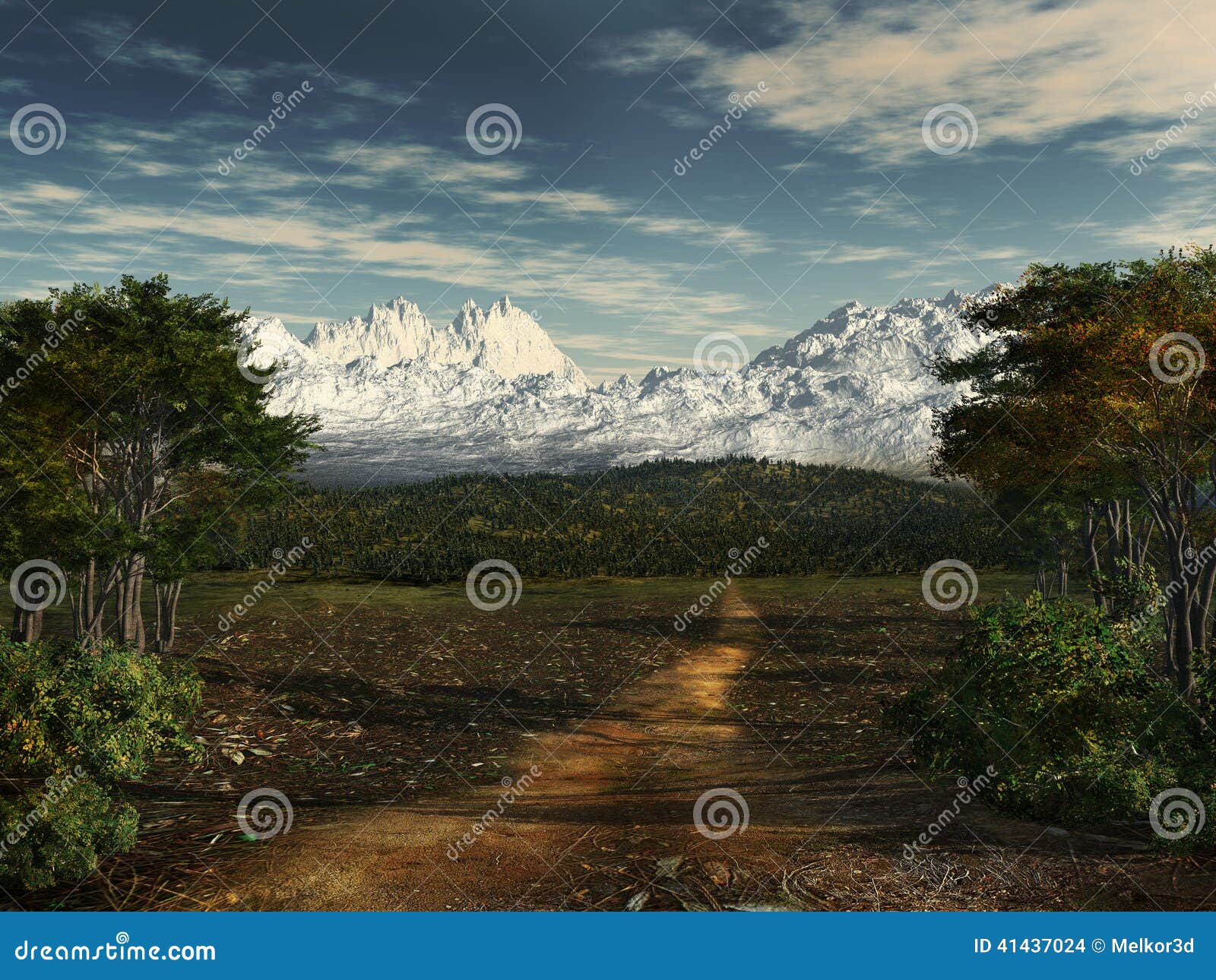 Road down the hill stock illustration. Illustration of mountain - 41437024