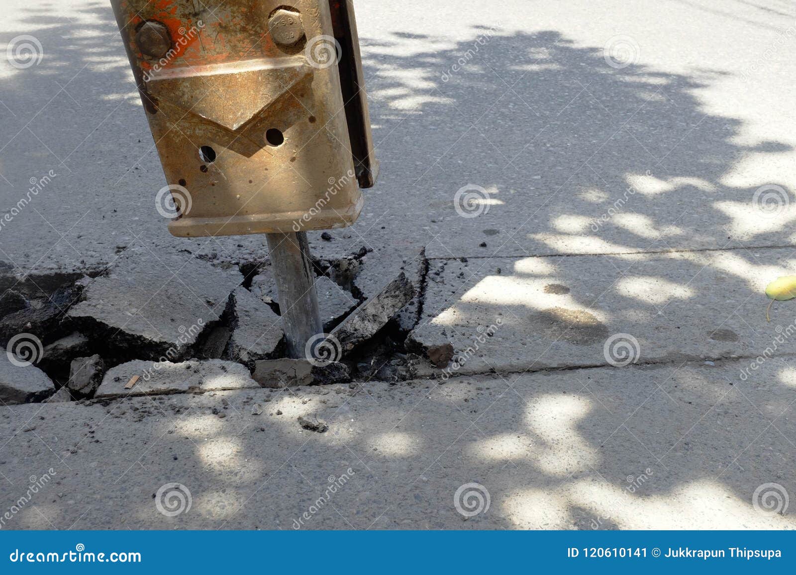 The Road Drilling Machine are Digging Road Surface. Stock Image - Image ...