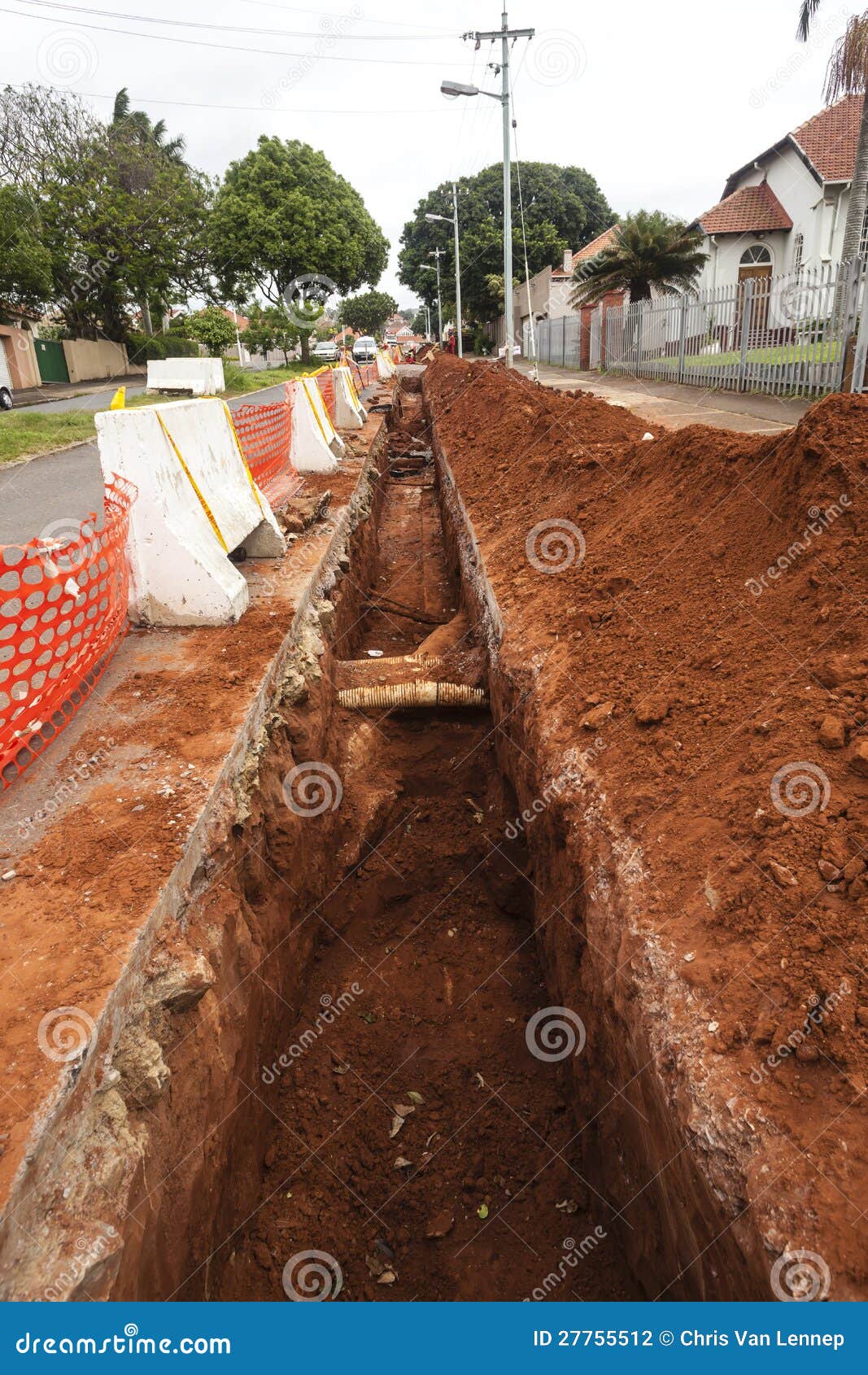 Road Earthworks Trench stock photo. Image of tape, civil - 27755512