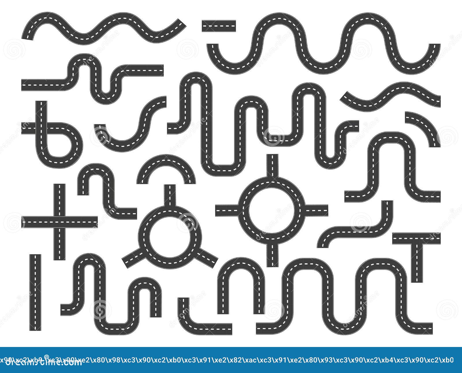 Road element set stock illustration. Illustration of highway - 257296689