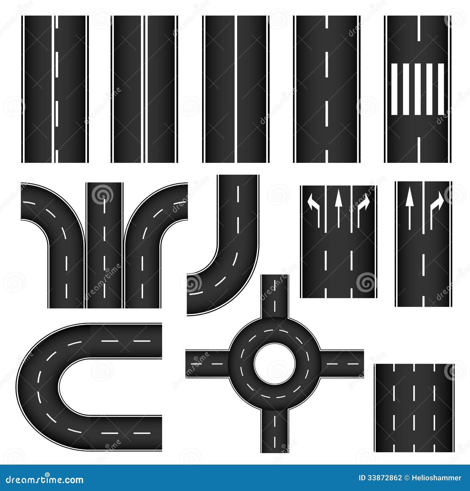 Road element set stock vector. Illustration of street - 33872862