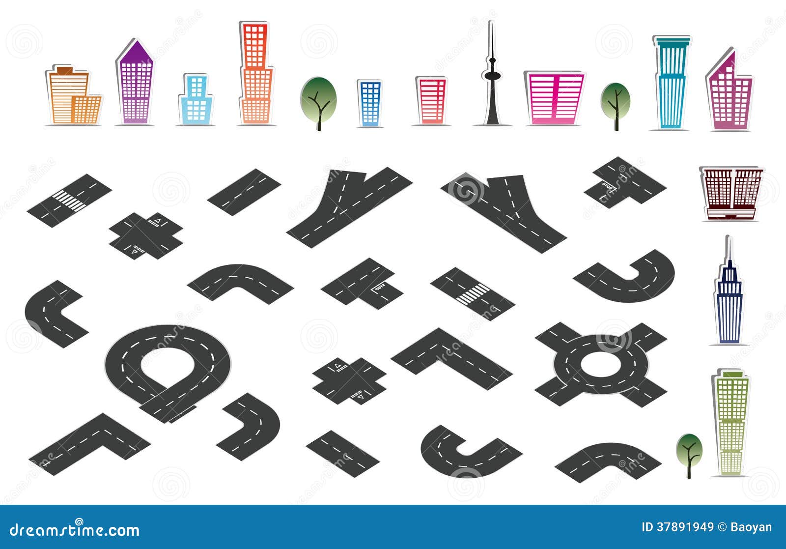 Road elements stock illustration. Illustration of city - 37891949