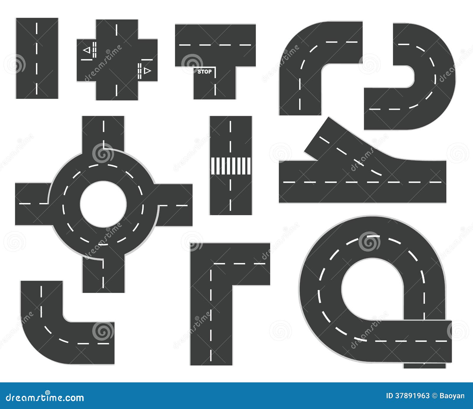 Road elements stock illustration. Illustration of view - 37891963