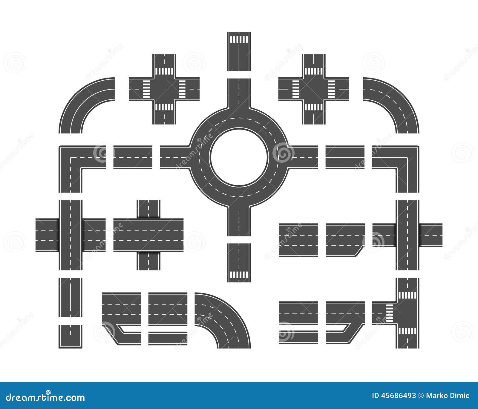 Road Elements stock vector. Illustration of three, broken - 45686493