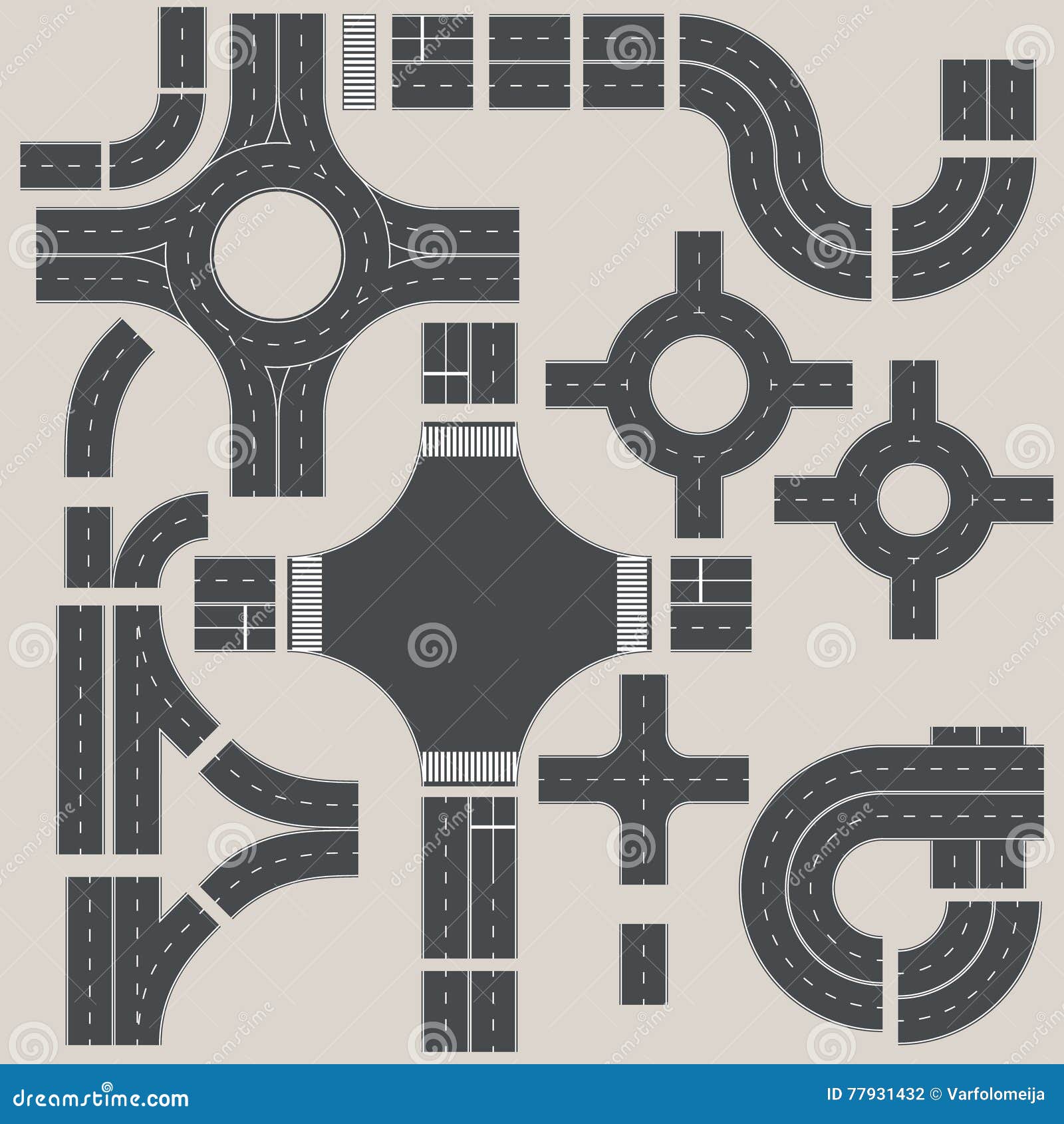 Road Elements Constructor. Create Your Own Road Map. Stock Vector ...