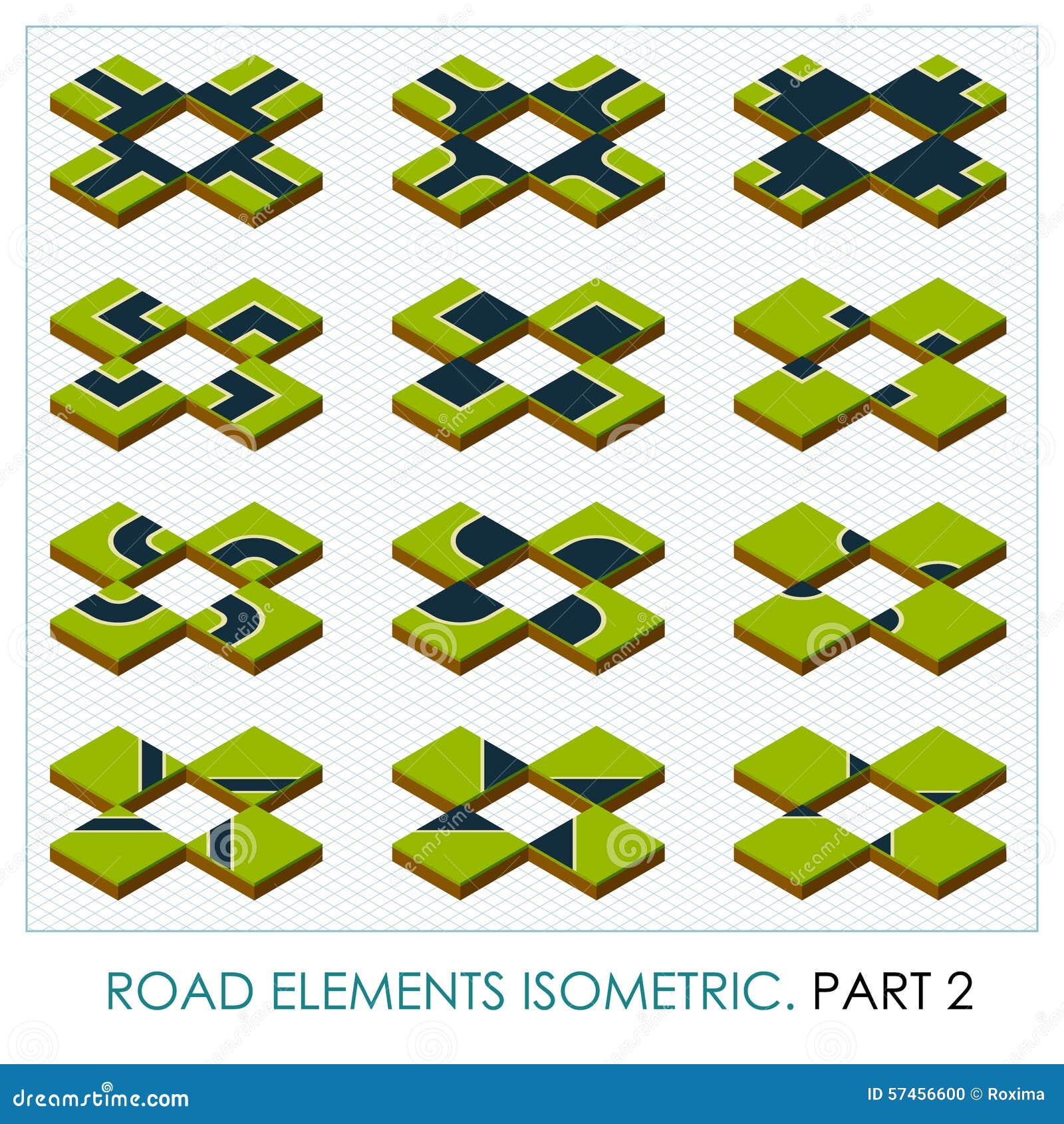 Road elements isometric stock vector. Illustration of icons - 57456600