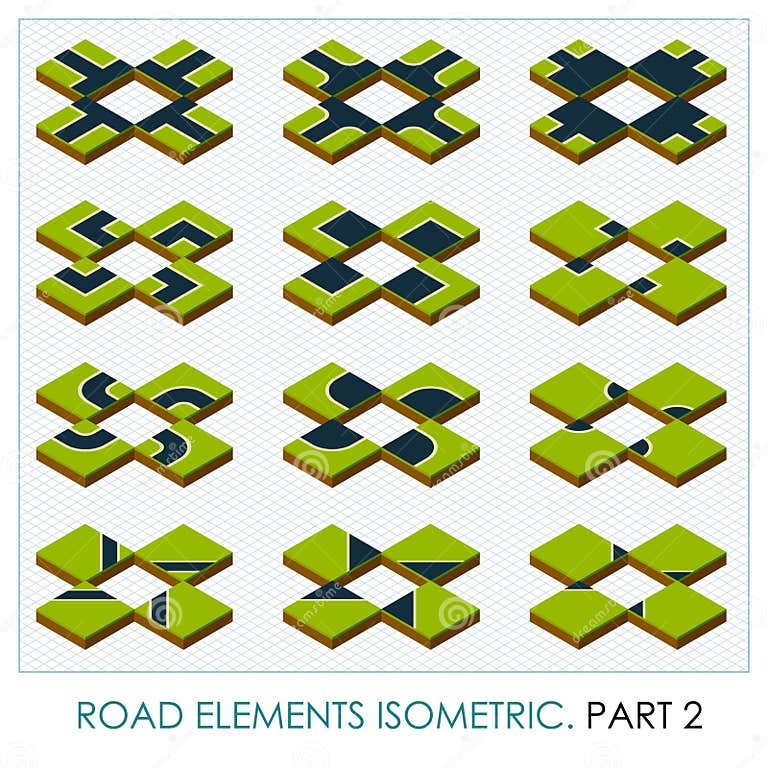 Road elements isometric stock vector. Illustration of icons - 57456600