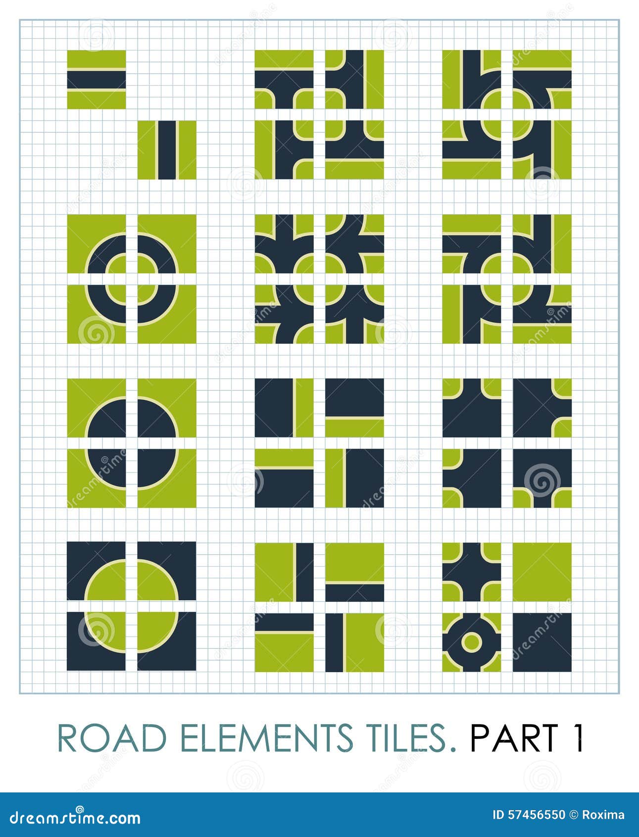 Road elements stock vector. Illustration of flat, plan - 57456550